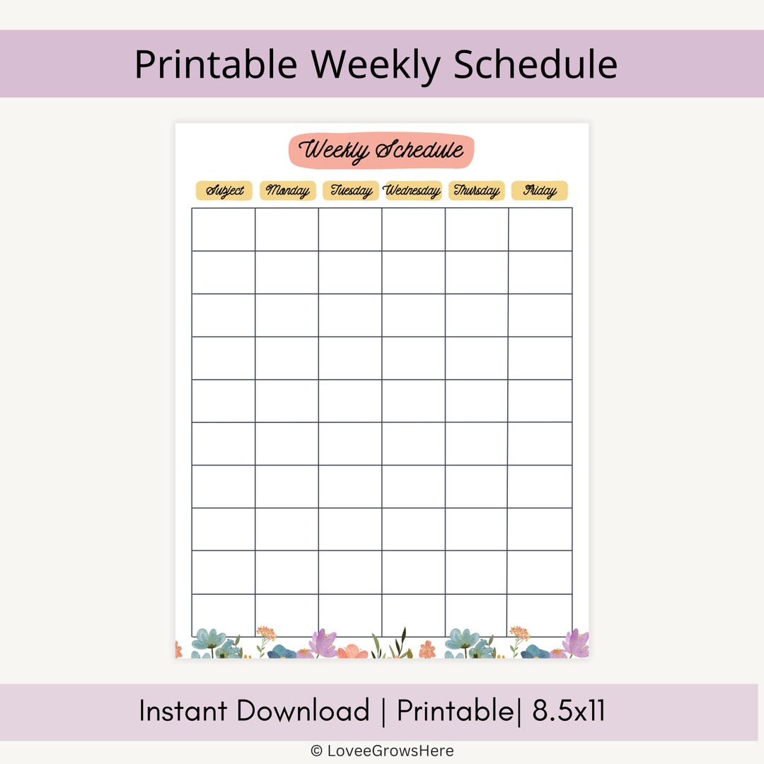 Printable Weekly Schedule, Homeschool Planner, Template, Weekly Rhythm ...