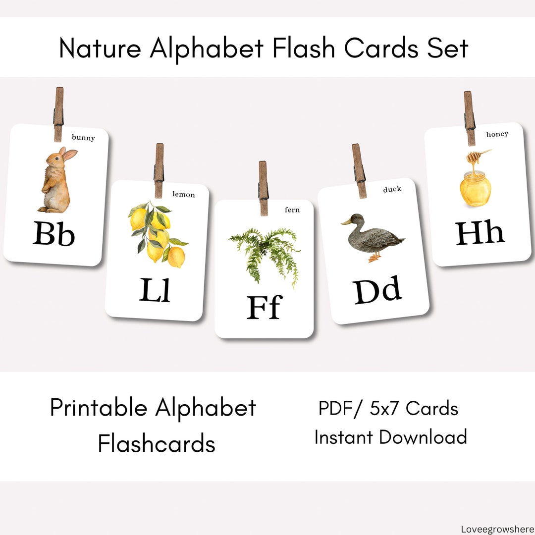 Nature Alphabet Flashcards, Nursery Wall Art, Charlotte Mason Kinder ...