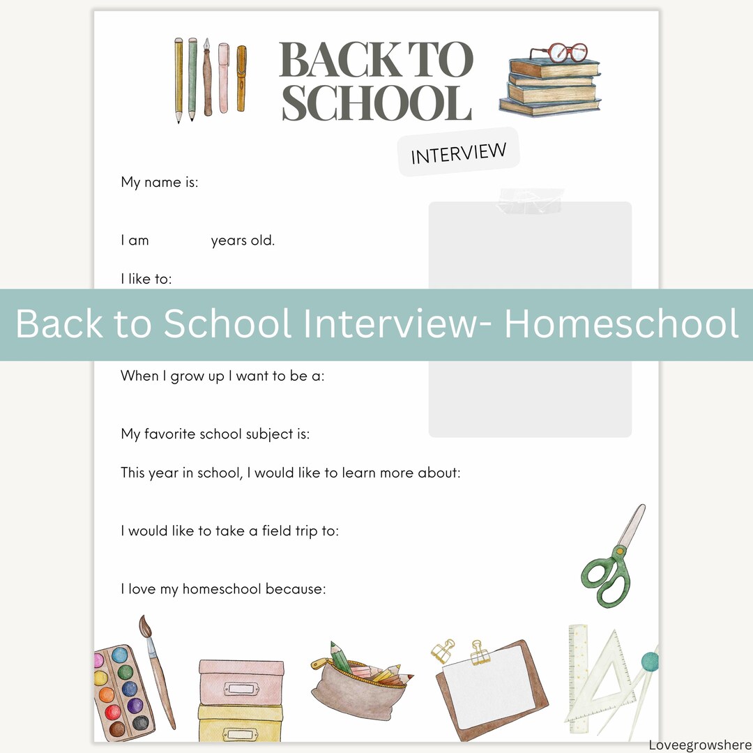 Back to School Interview, Homeschool Questionnaire, First Day of School ...