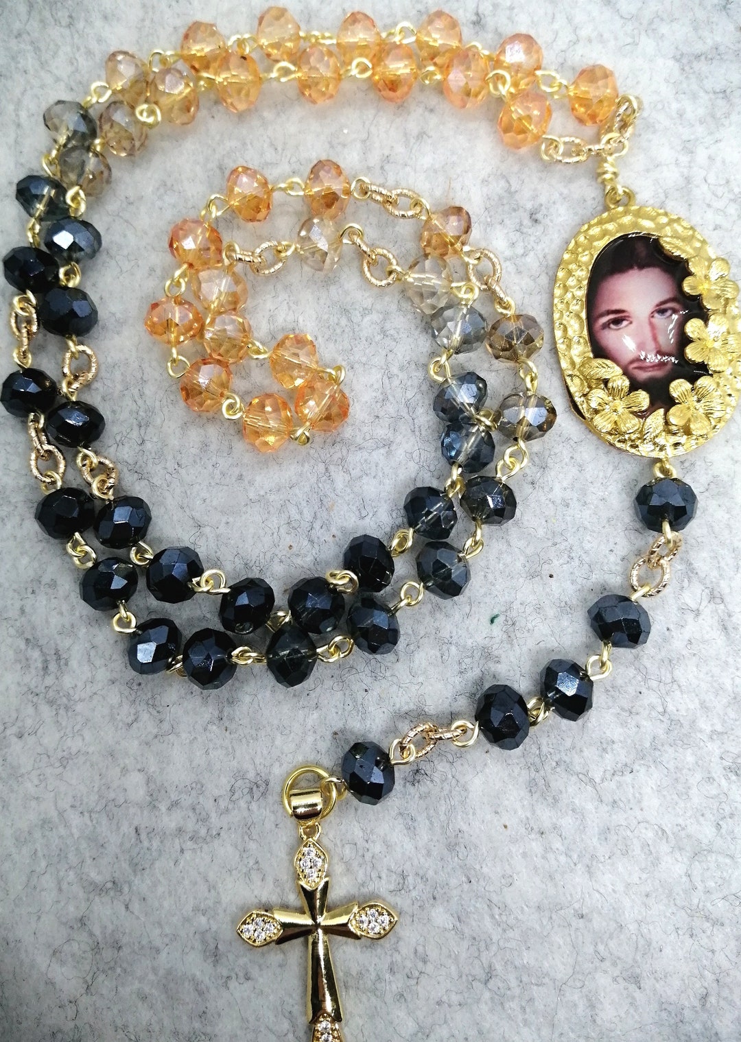 Catholic Rosary Holy Face of Jesus, Divine Mercy Chaplet, Black and ...