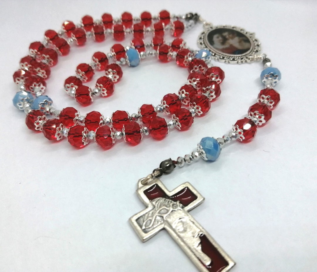 Our Lady of Confidence, Virgin Mary Catholic Rosary, Red Crystals ...