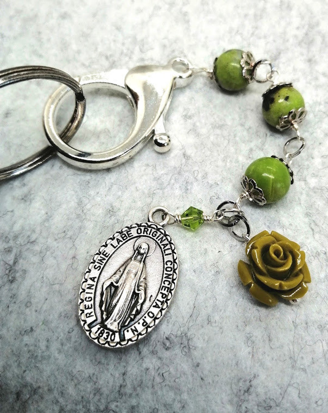 Three Hail Mary Devotion Chaplet Keychain, Religious Keychain ...
