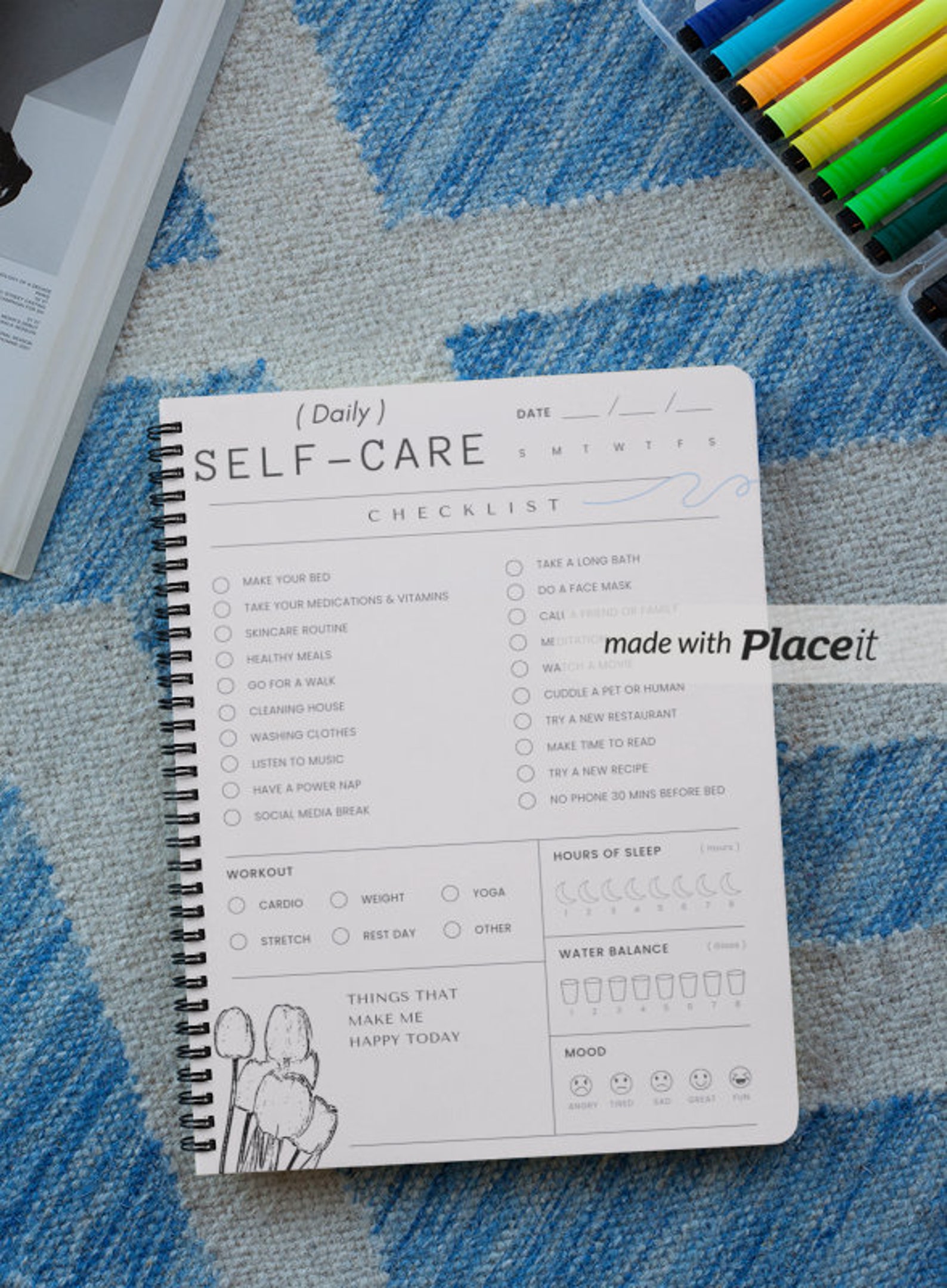 Daily Self-care Planner, Printable, Downloadable, Planner, Checklist ...