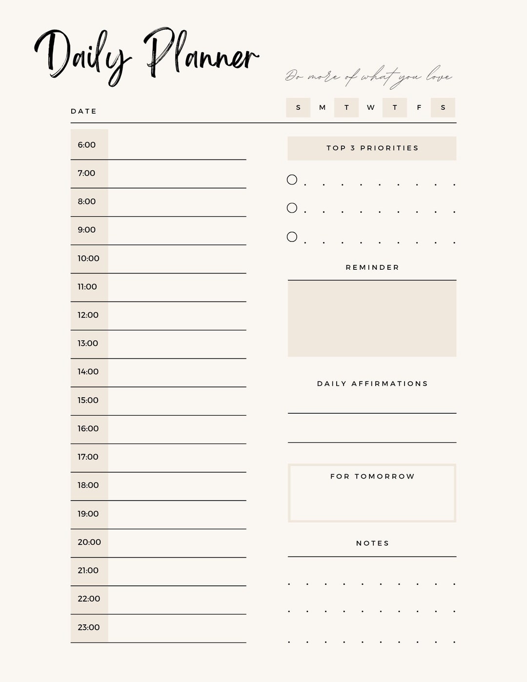 Daily Planner Printable, Daily Schedule, Daily Organizer, Easy and ...