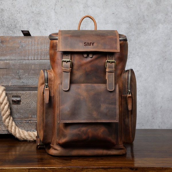 Leather Backpack - Etsy New Zealand