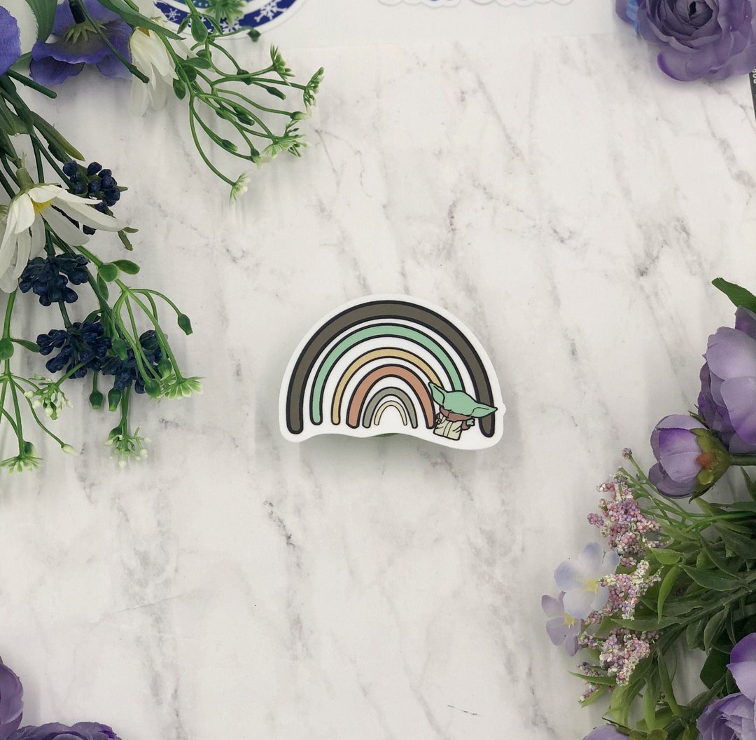 Rainbow Mash-up: Baby Yoda Rainbow Sticker | Water Bottle Stickers ...