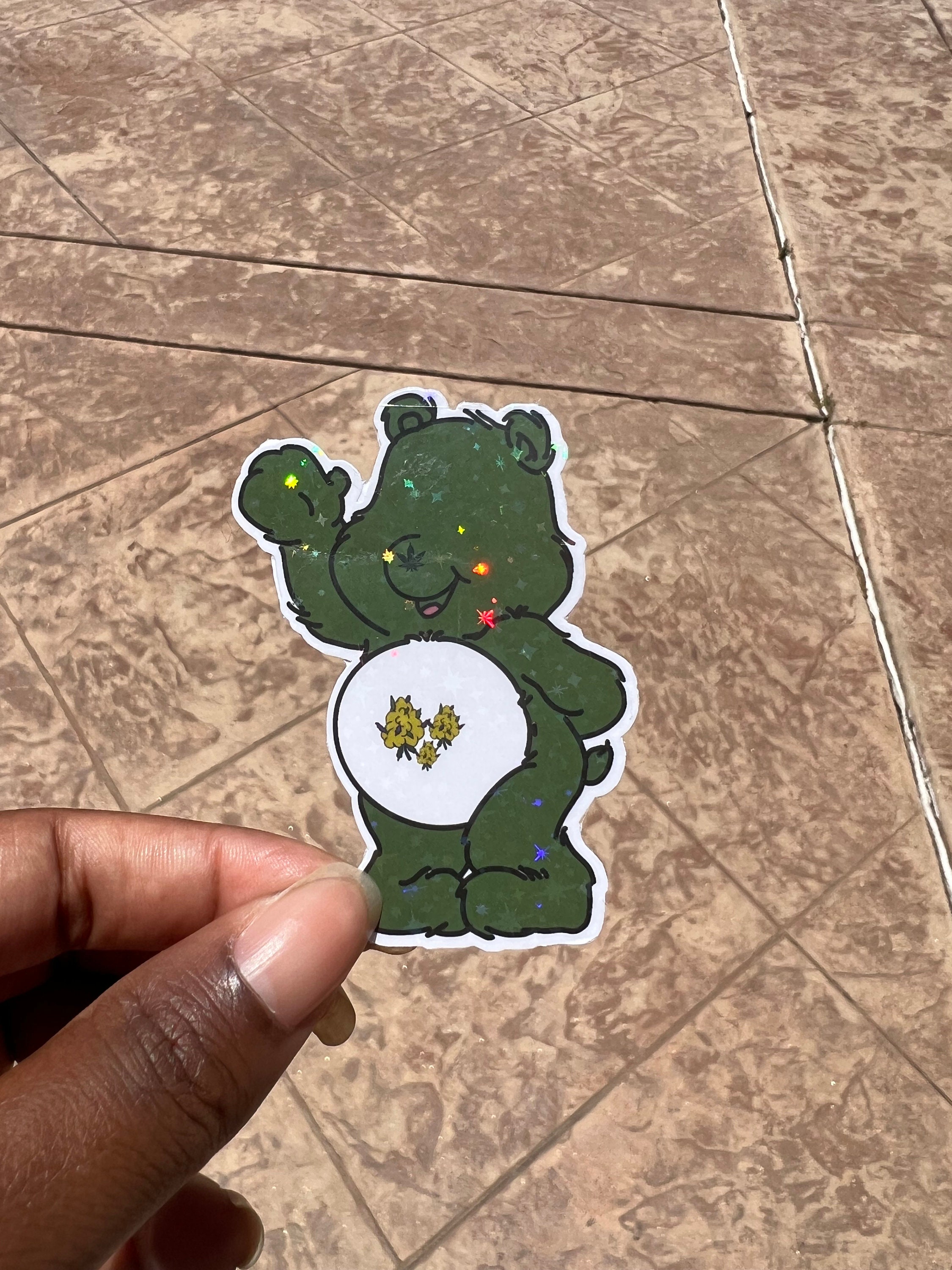 High Marijuana Holographic Bear Weed Sticker Water Bottle Stickers ...