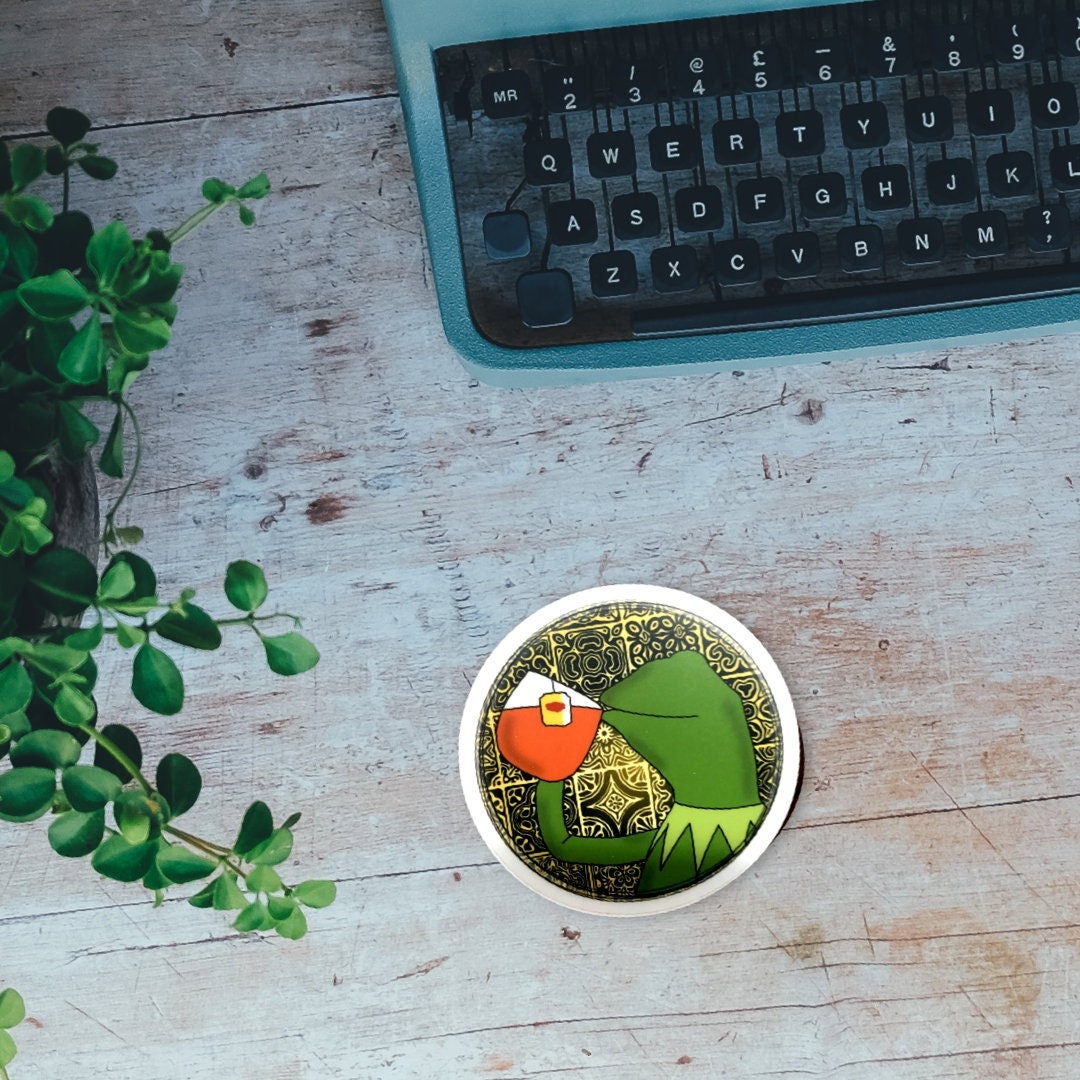 Kermit Sipping Tea| Meme Sticker | Water Bottle Stickers | Laptop ...
