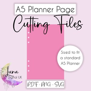 A5 Planner Cut File Page, A5 Planner Dashboard SVG PNG PDF, Planner Cut ...