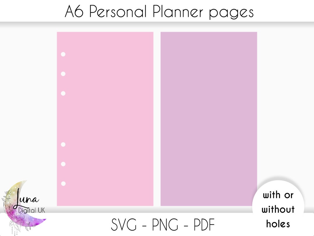 A6 Personal Planner Page SVG Cut Files for Cricut, A6 Ring Bound ...