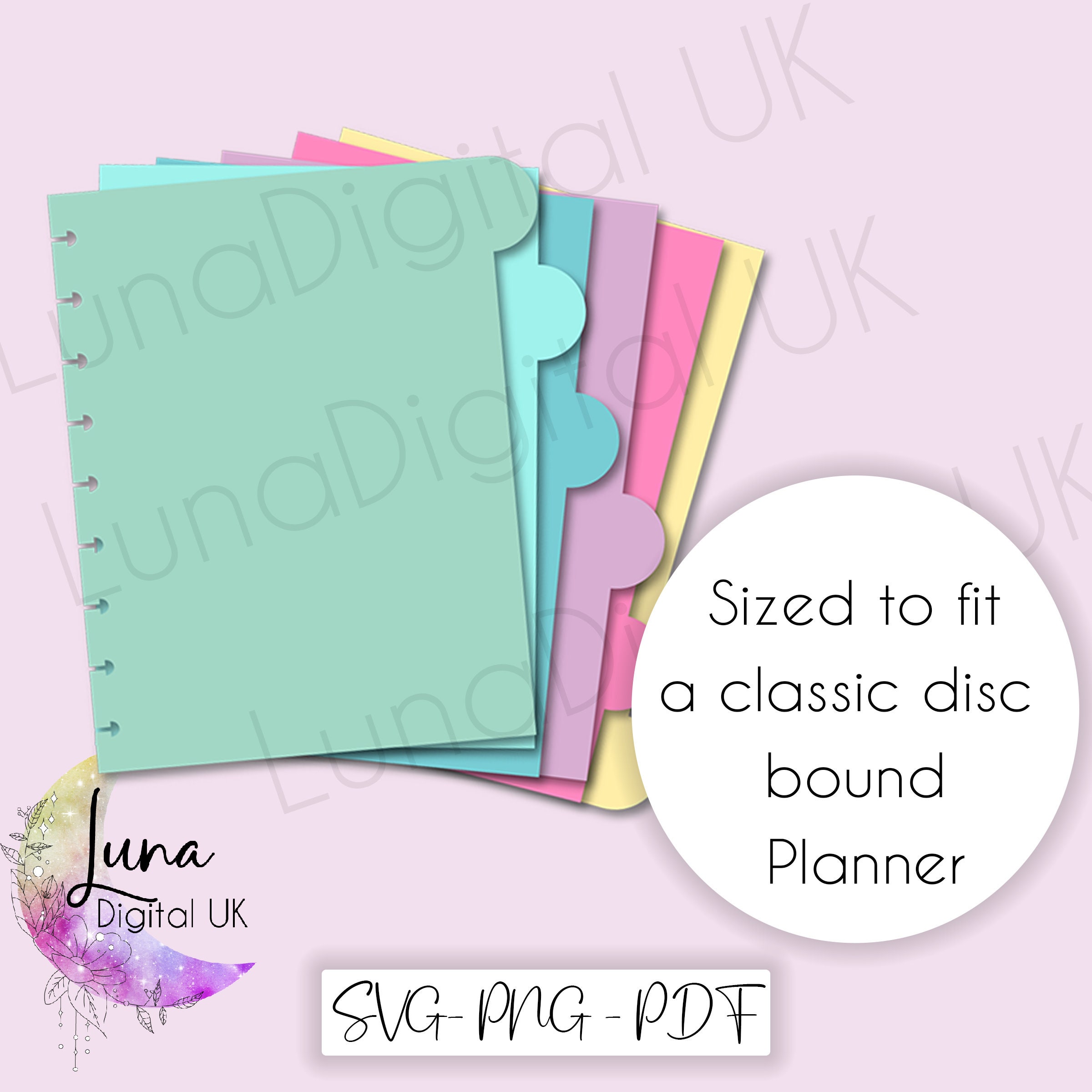 Classic Disc Bound Planner SVG Cut File for Cricut, 6 Side Rounded ...