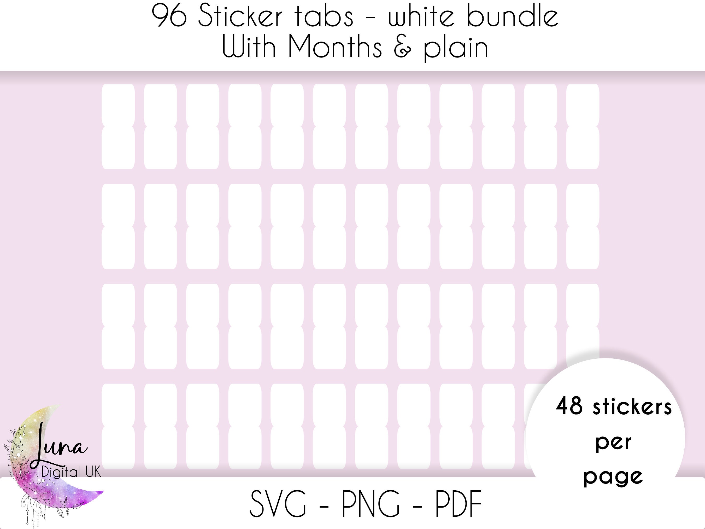 Printable Month Planner Sticker PNG SVG PDF Instant Download, Month Tab ...