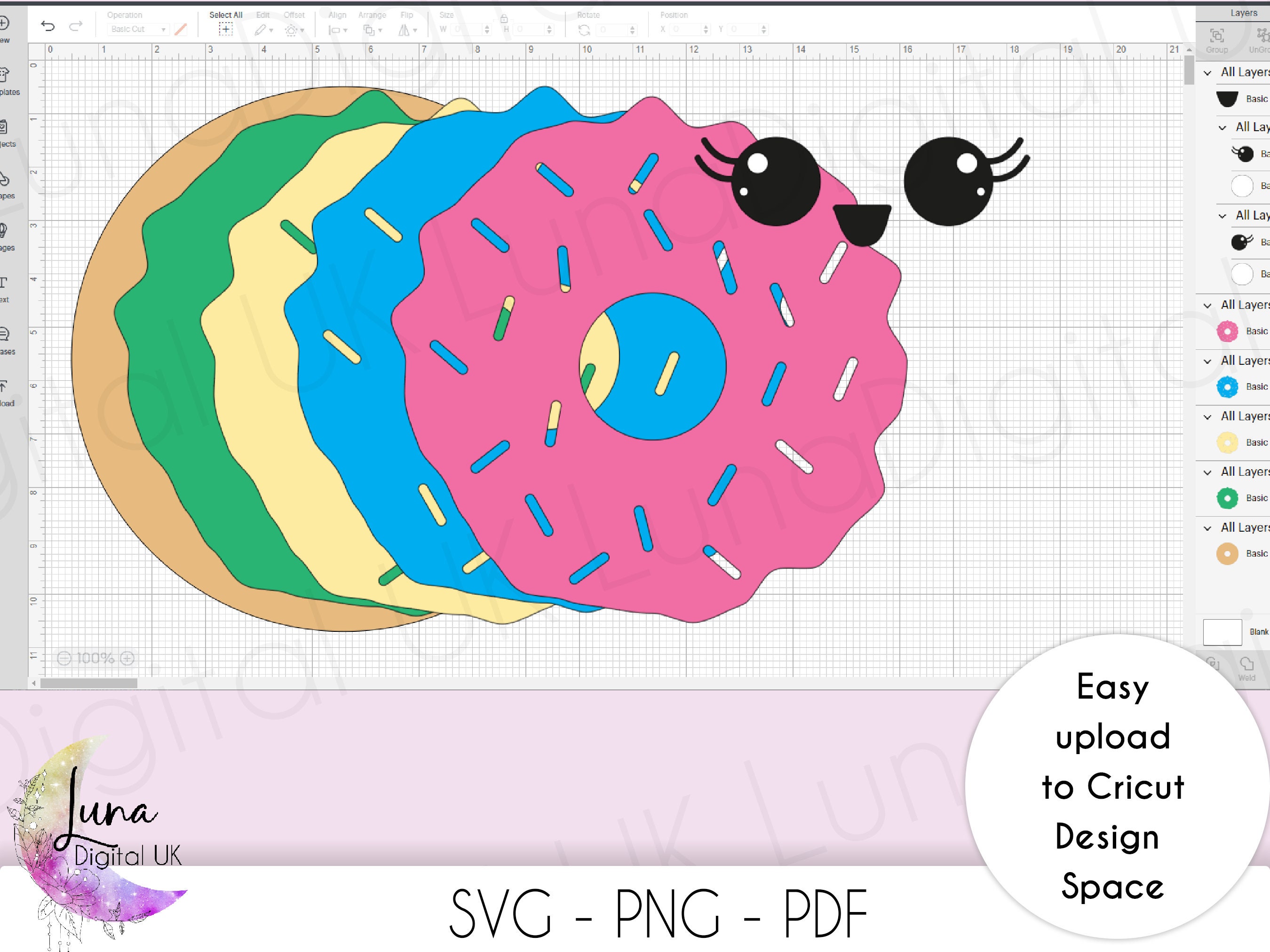 Cute Kawaii Layered Donut Svg Cut File for Cricut, Instant Download ...