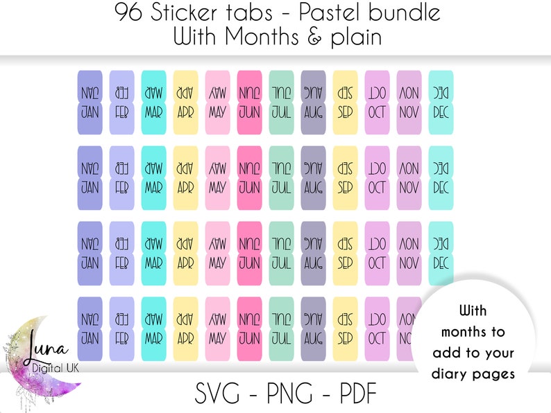 Printable Month Planner Sticker PNG SVG PDF Instant Download - Etsy UK