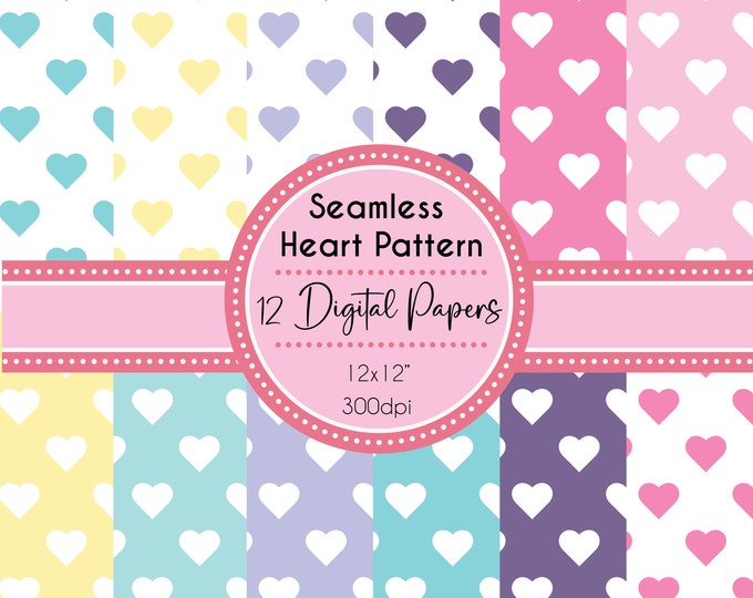 Pastel Rainbow Tiny Heart Digital Paper Pack/ Cute Digital Paper Set ...