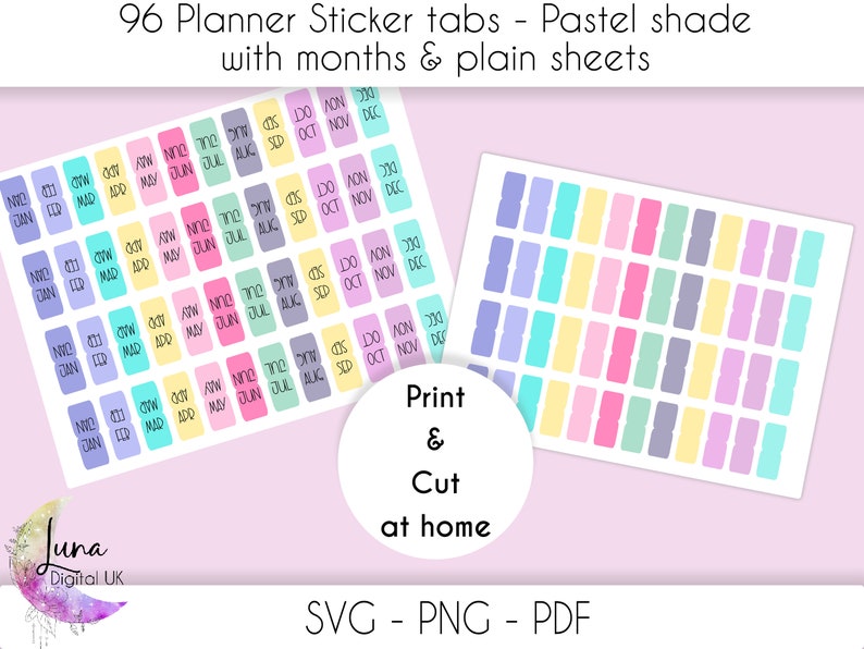 Printable Month Planner Sticker PNG SVG PDF Instant Download - Etsy UK