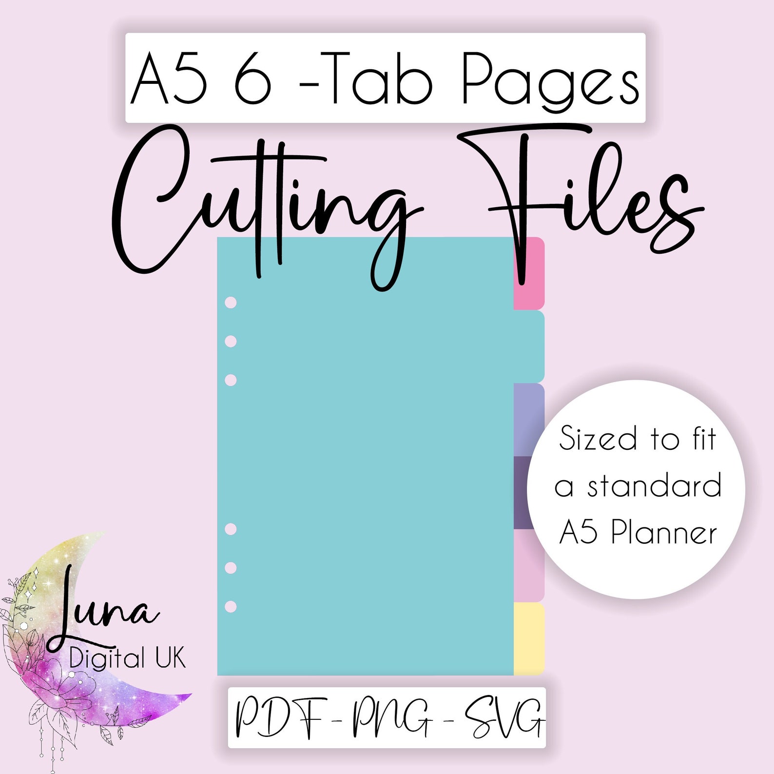 A5 Tabbed Dividers for Planners A5 Side Tabs 6 Tab Dividers | Etsy