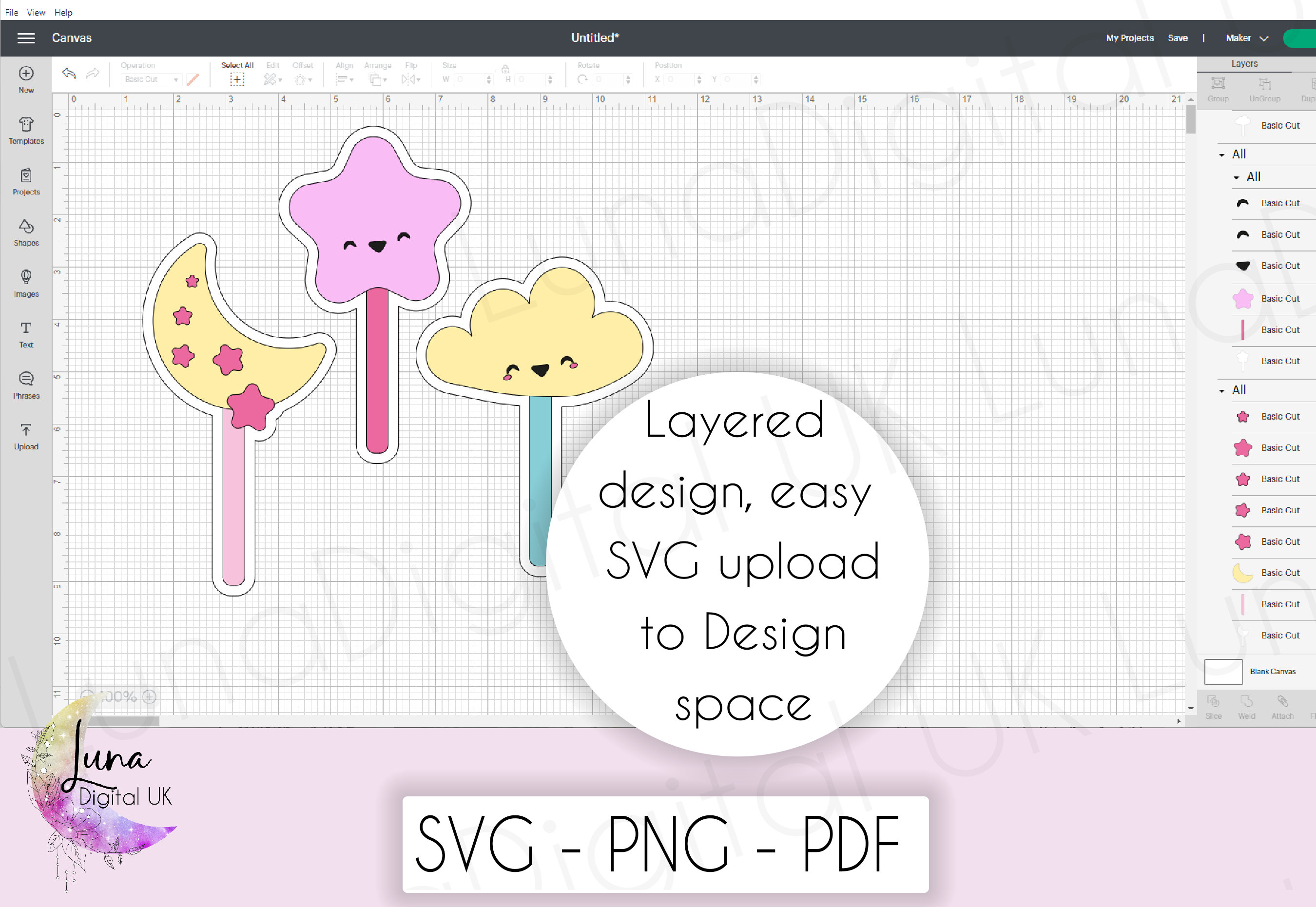 Cute Kawaii Lollies SVG Bundle, 3 Pastel Kawaii Face Lolly SVG, Layered ...