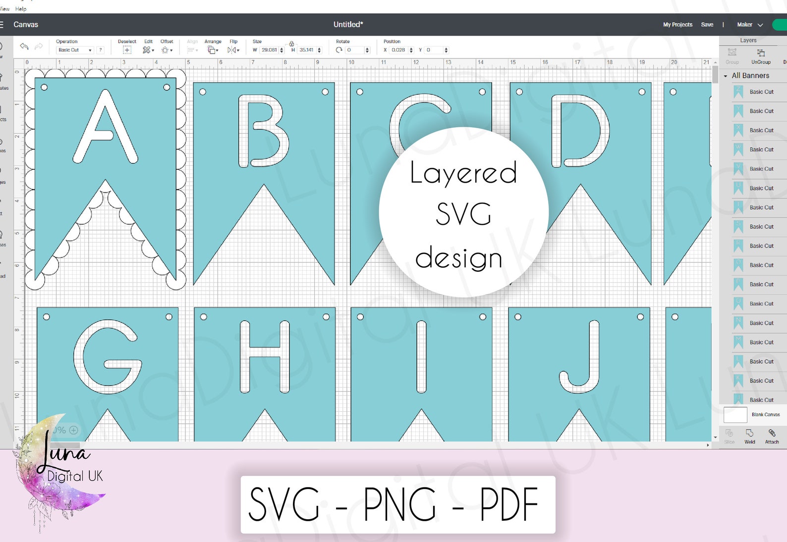Layered Pennant Banner Svg Cut Files for Cricut, Pennant SVG Birthday ...