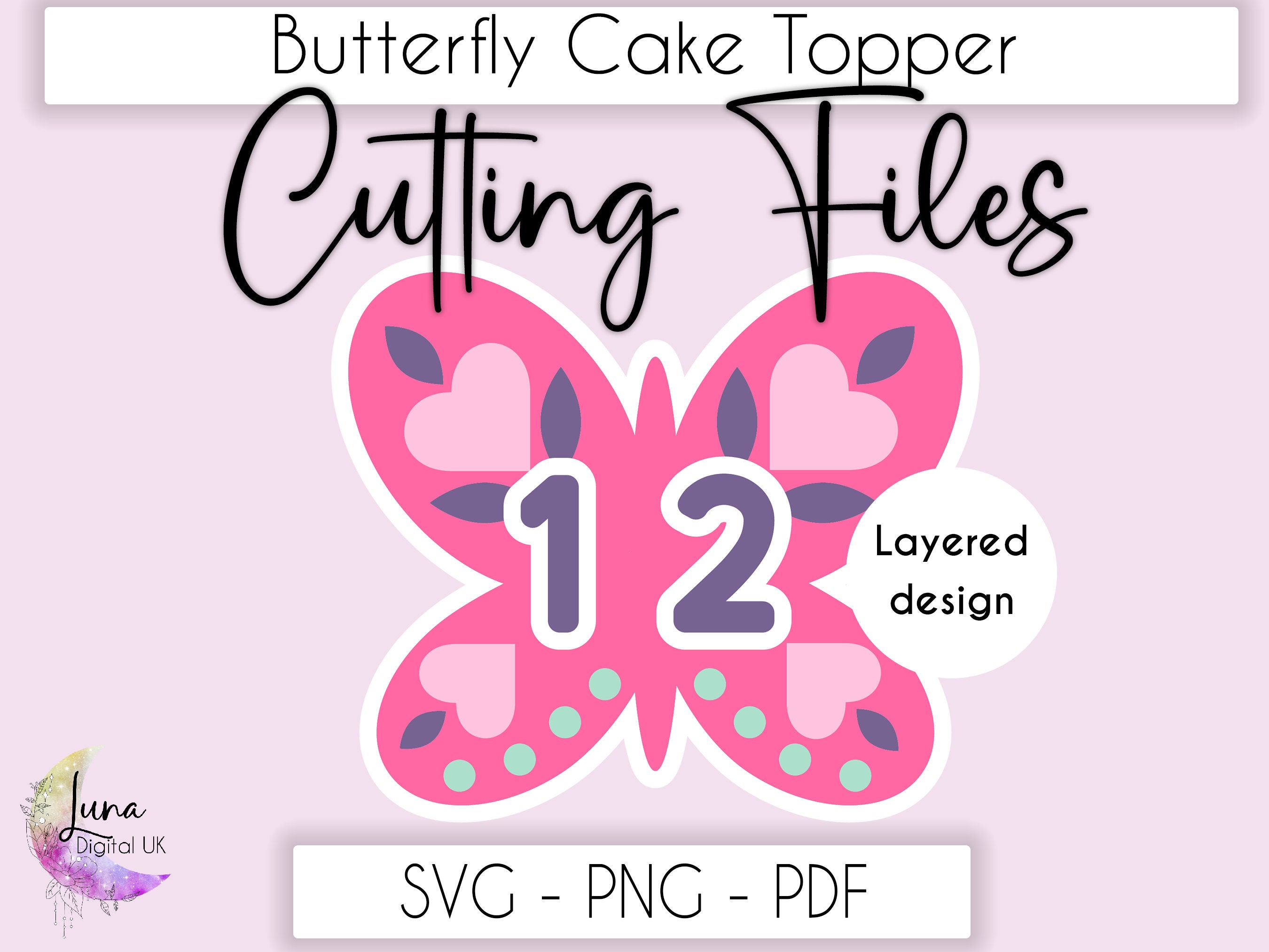 Layered Butterfly Cake Topper SVG, Pink & Purple Butterfly Svg Png Pdf ...