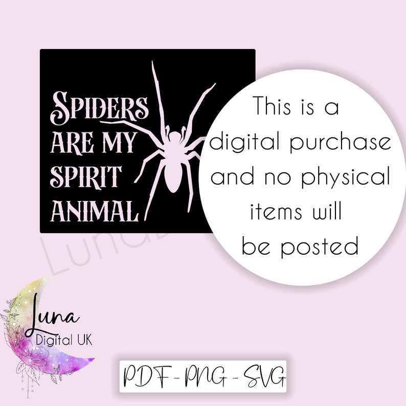 Goth SVG Spider SVG PNG Pdf Spiders Are My Spirit Animal - Etsy