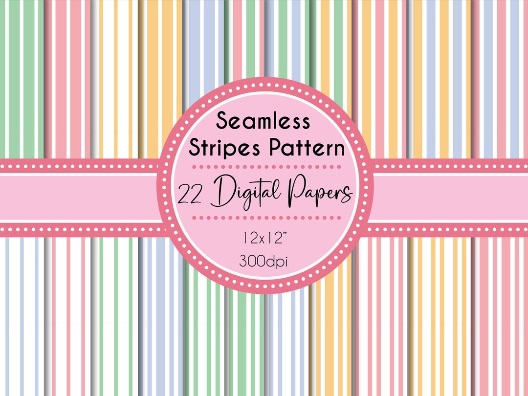 22 Pastel Stripe Digital Papers, Striped Digital Scrapbook Paper Pack ...