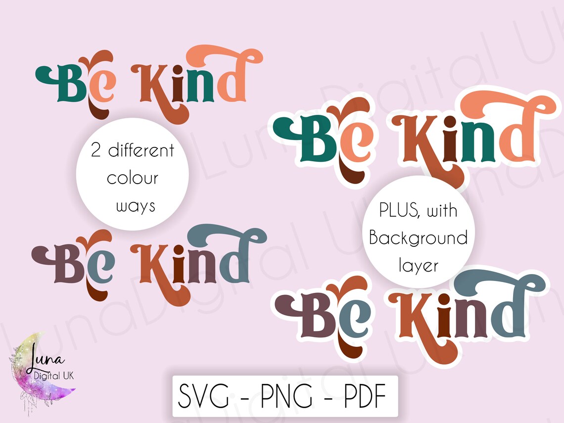 Be Kind SVG Bundle 4 Designs Boho SVG Retro Boho Clipart - Etsy