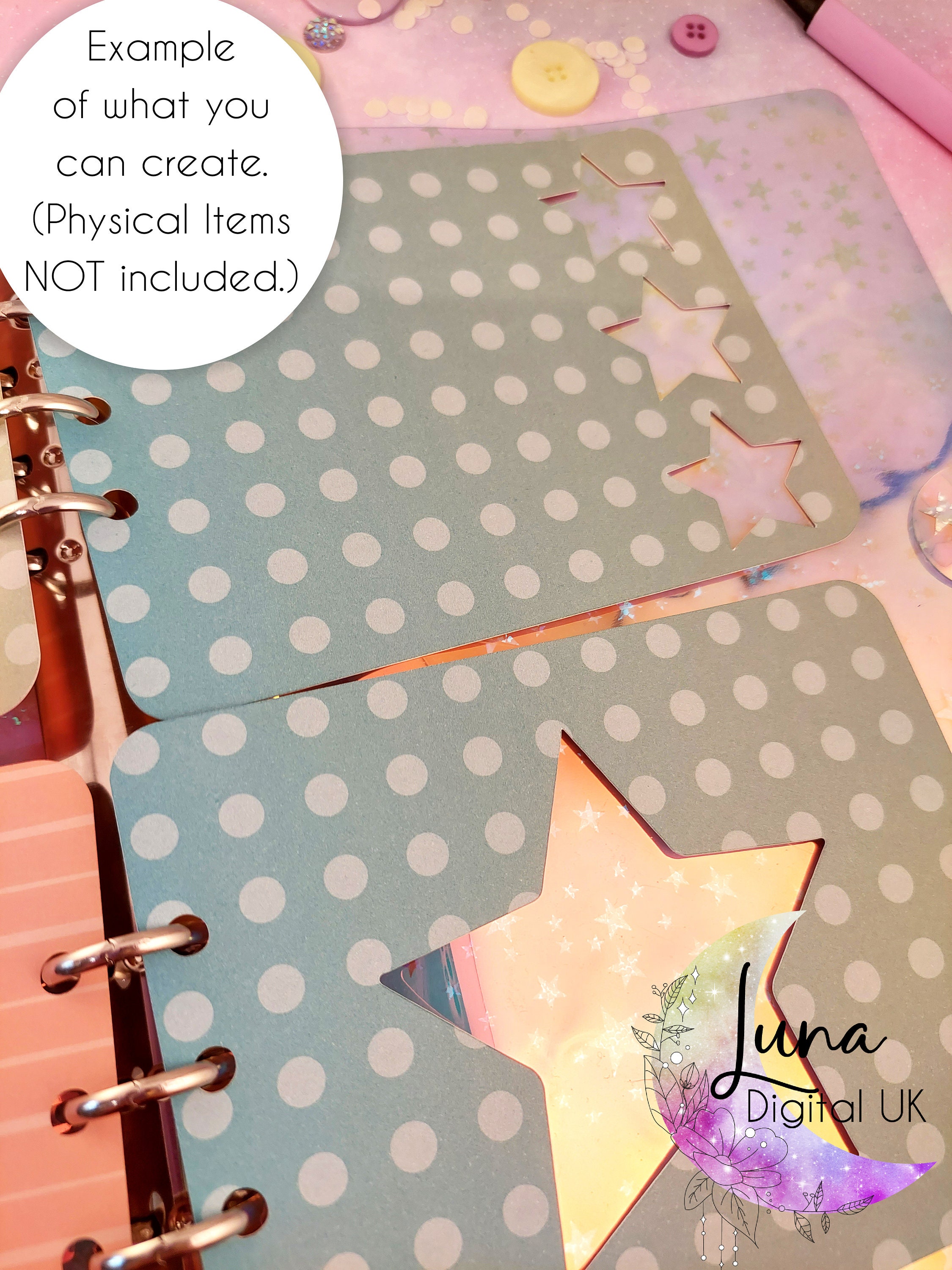 A5 Half Page Planner Pages SVG Cutting Files, Cute Star Planner Pages ...