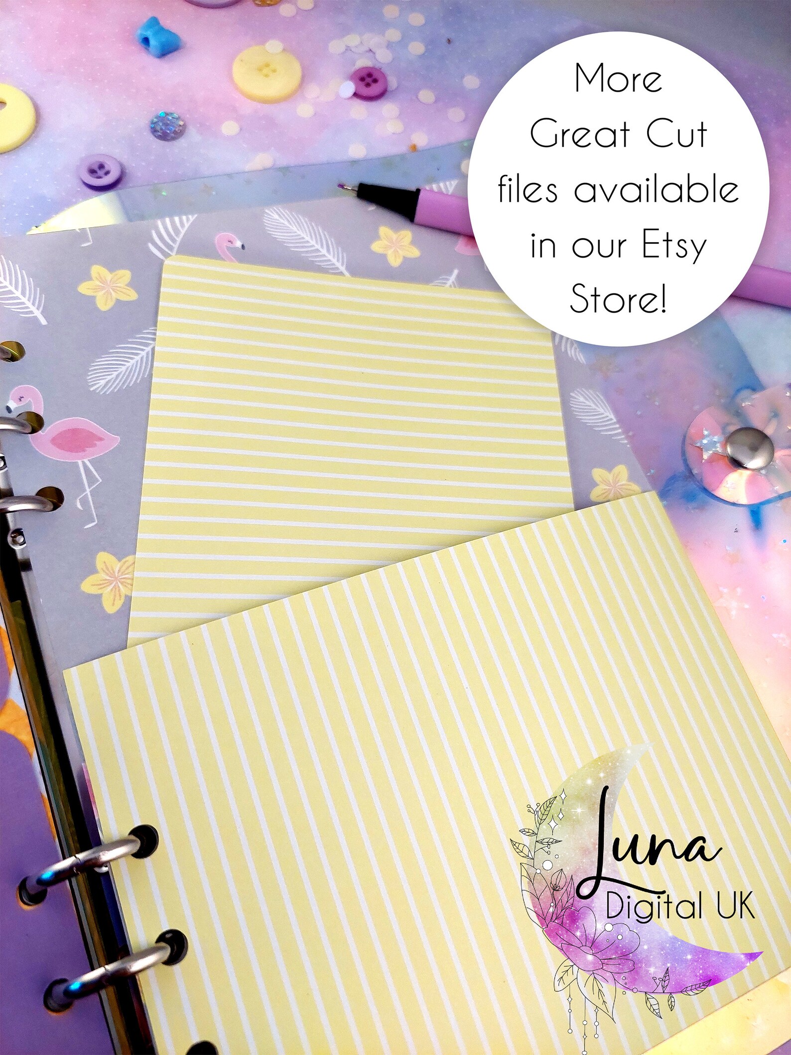 A5 Half Page Planner Pages SVG Cutting Files, Cute Star Planner Pages ...