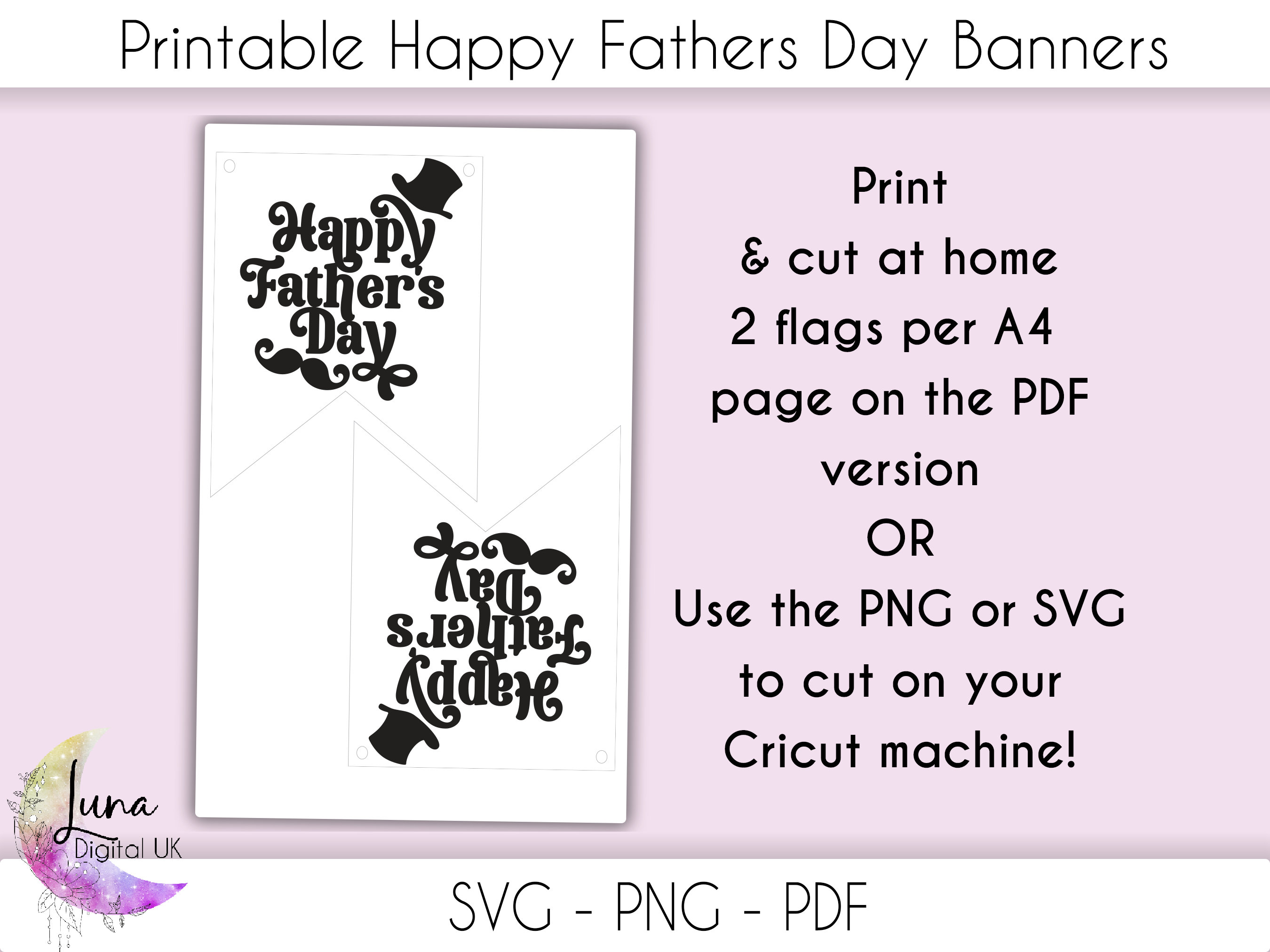 Printable Happy Fathers Day Banner, PNG SVG PDF, Instant Download ...