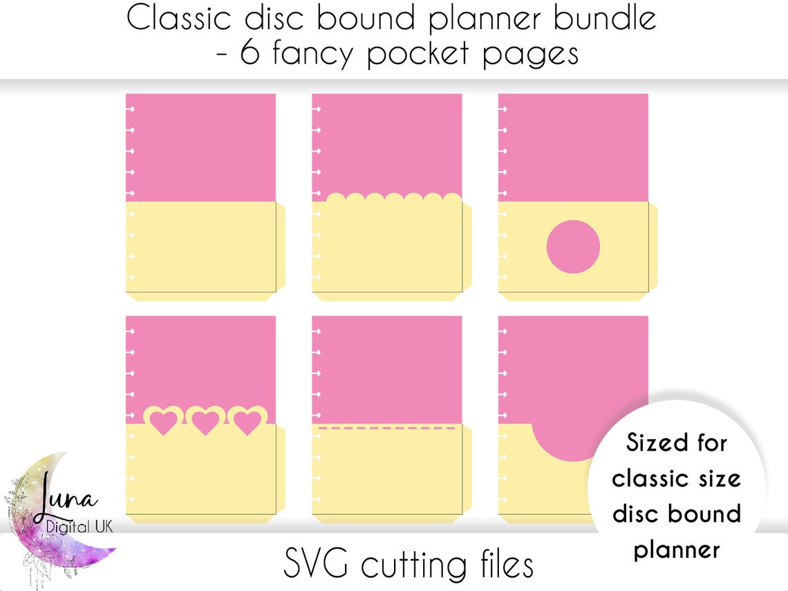 Classic Disc Bound Planner Inserts SVG Bundle, 6 Pocket Pages Svg Cut ...