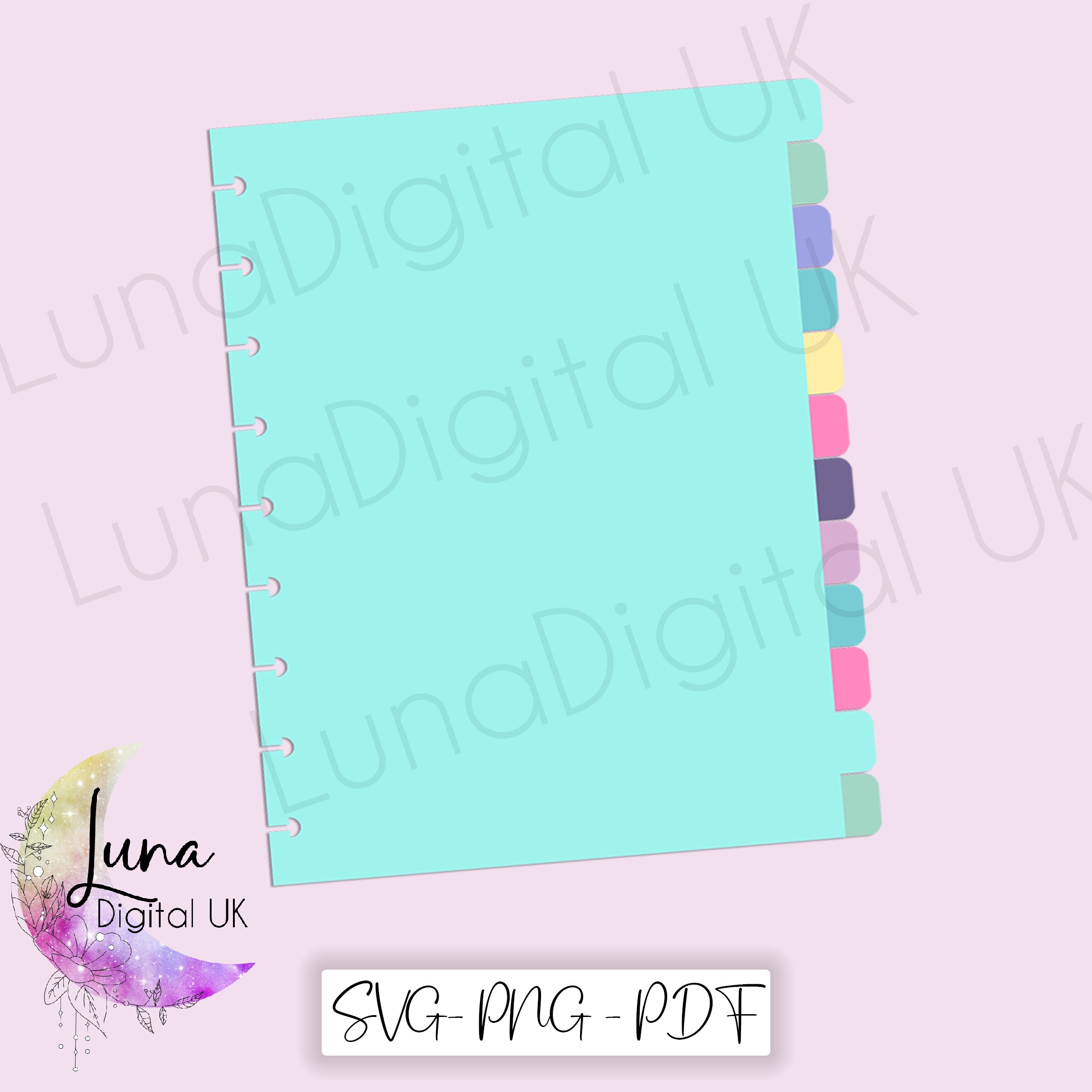 Classic Disc Bound Planner SVG Cut File for Cricut, 12 Side Tabbed ...