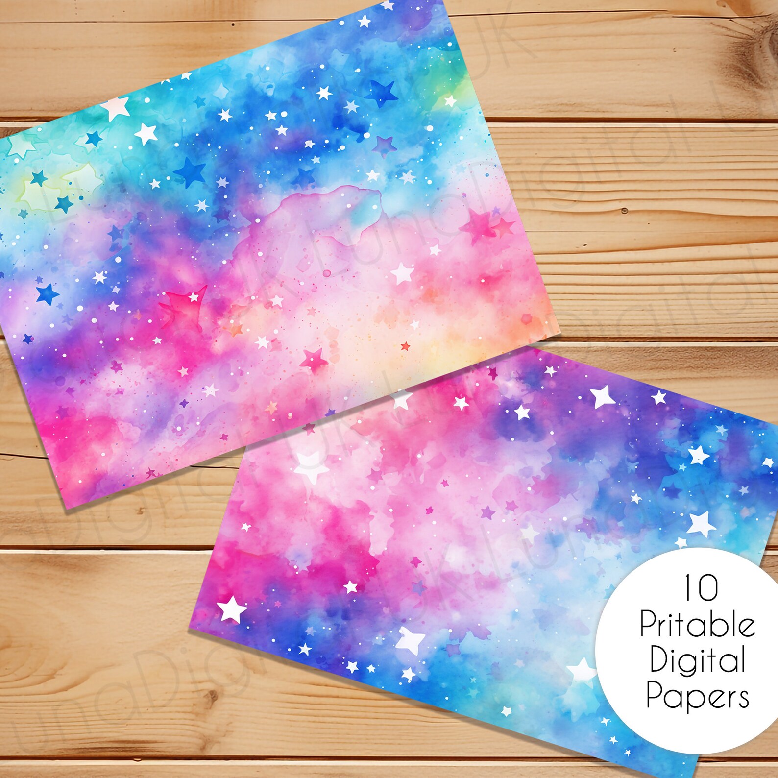Cute Watercolour Stars Printable Papers, Junk Journal Background ...