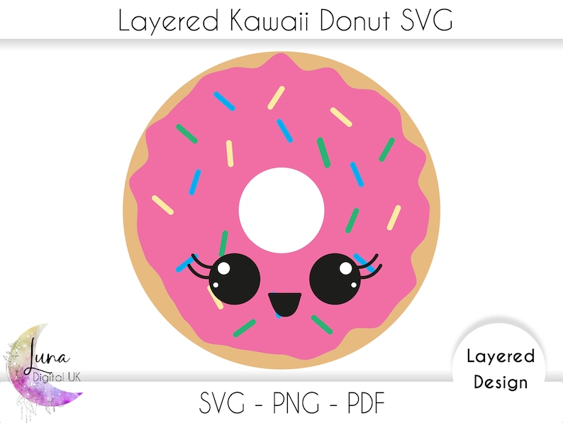Cute Kawaii Layered Donut Svg Cut File for Cricut, Instant Download ...
