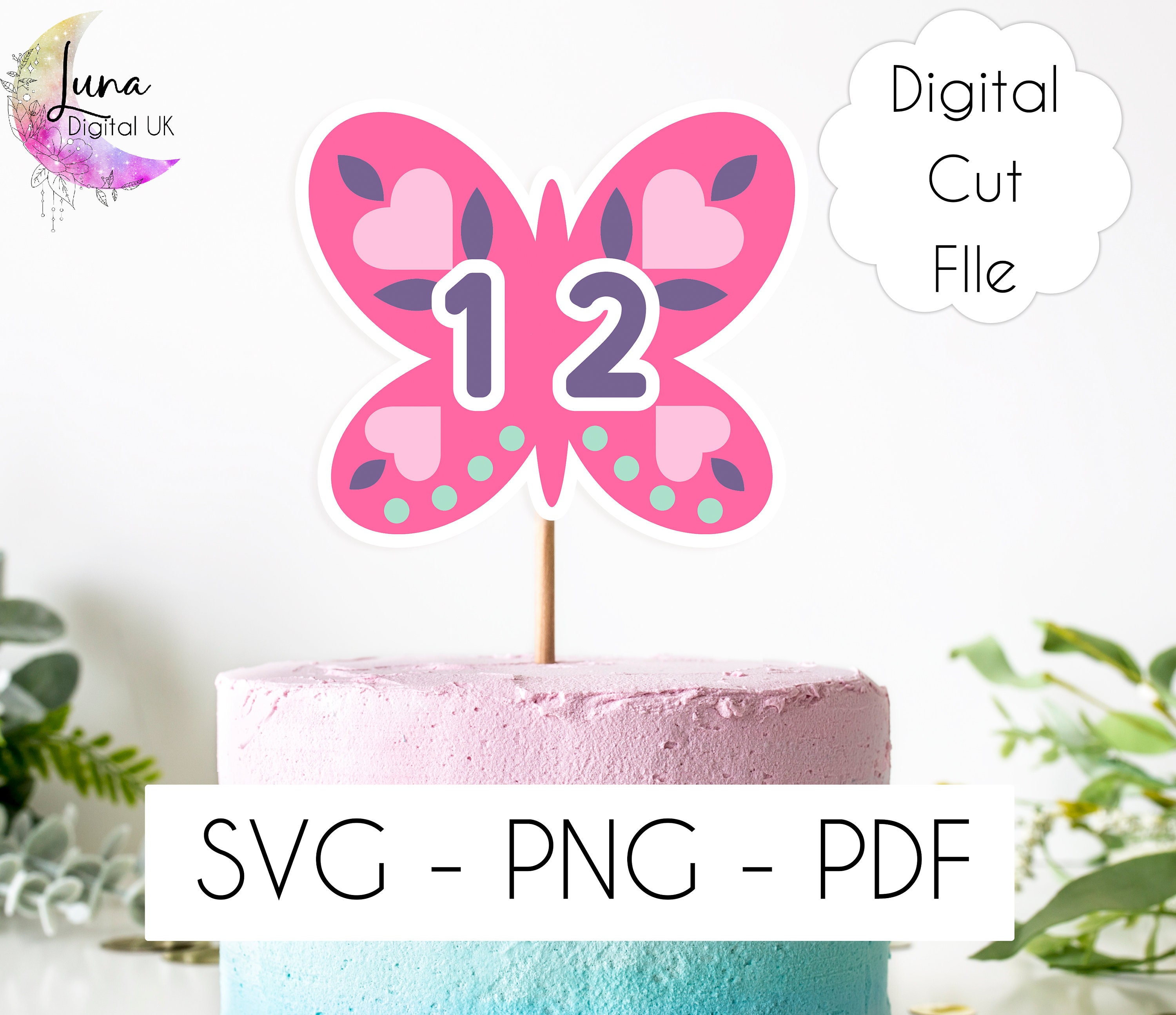 Layered Butterfly Cake Topper SVG, Pink & Purple Butterfly Svg Png Pdf ...