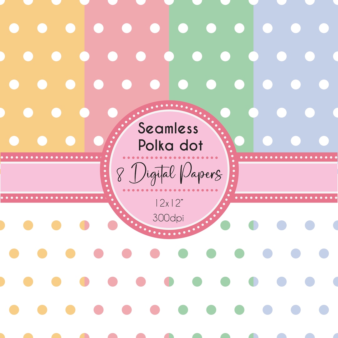 8 Pastel Polka Dot Digital Papers, Cute Pastel Spotty Digital Scrapbook ...