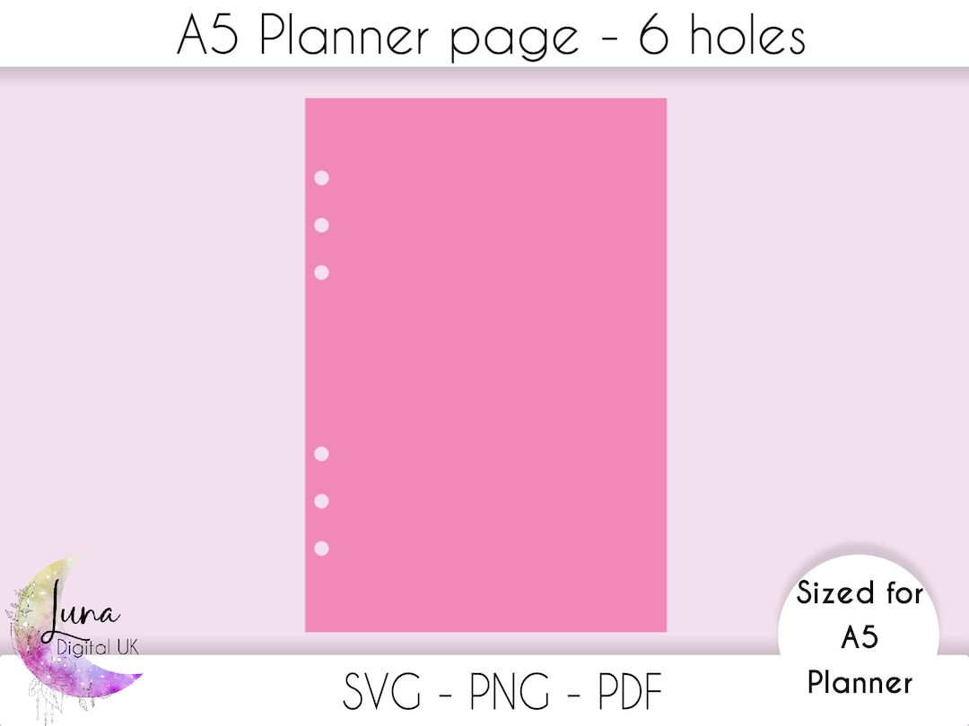 A5 Planner Cut File Page, A5 Planner Dashboard SVG PNG PDF, Planner Cut ...