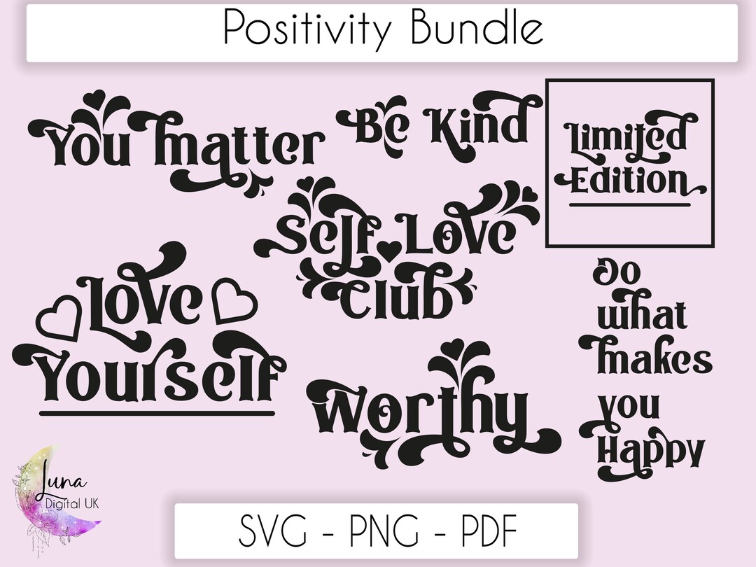 Self Love Positivity Svg Bundle, Motivational Retro Boho Svg Files for ...