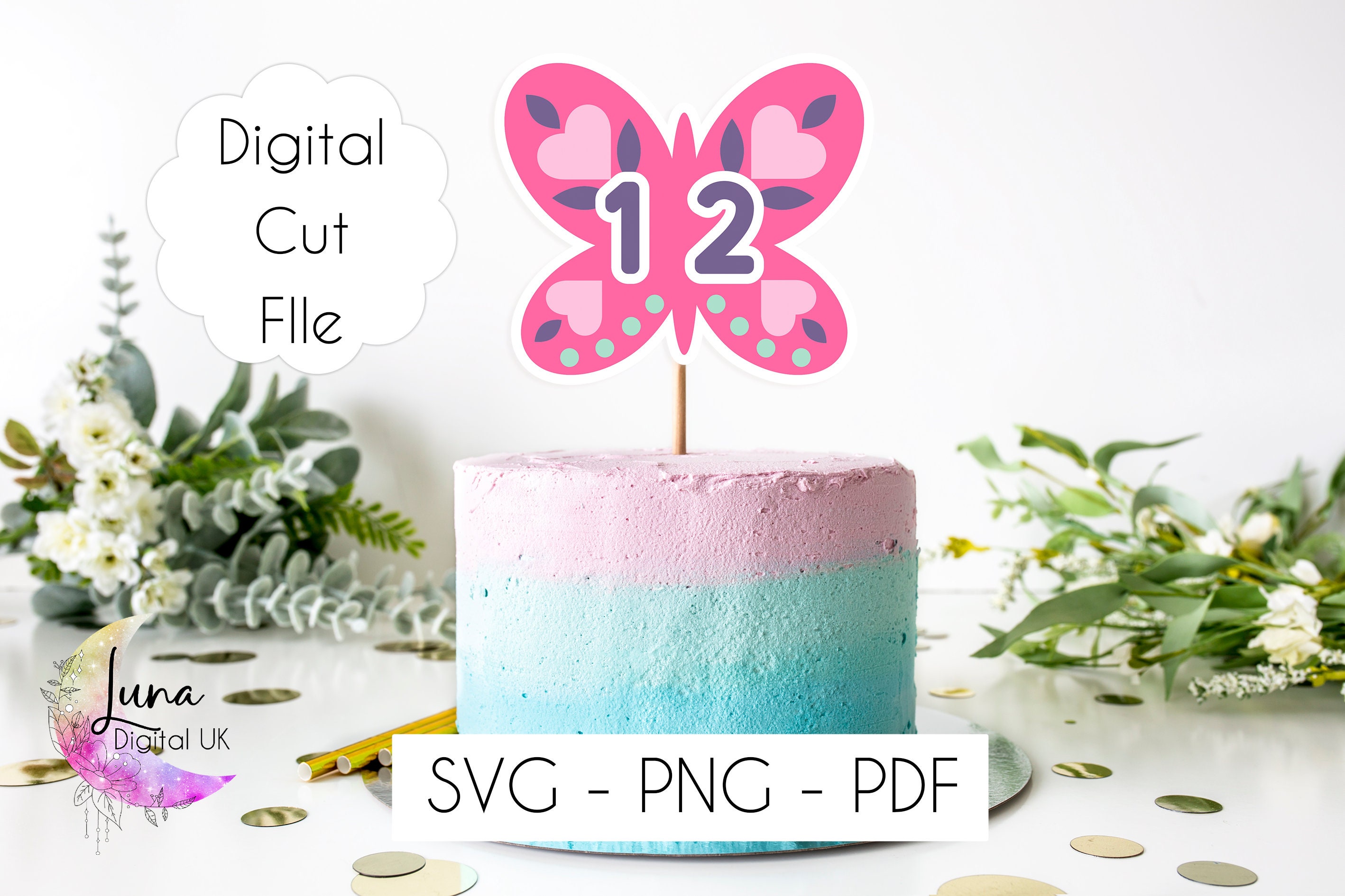 Layered Butterfly Cake Topper SVG, Pink & Purple Butterfly Svg Png Pdf ...