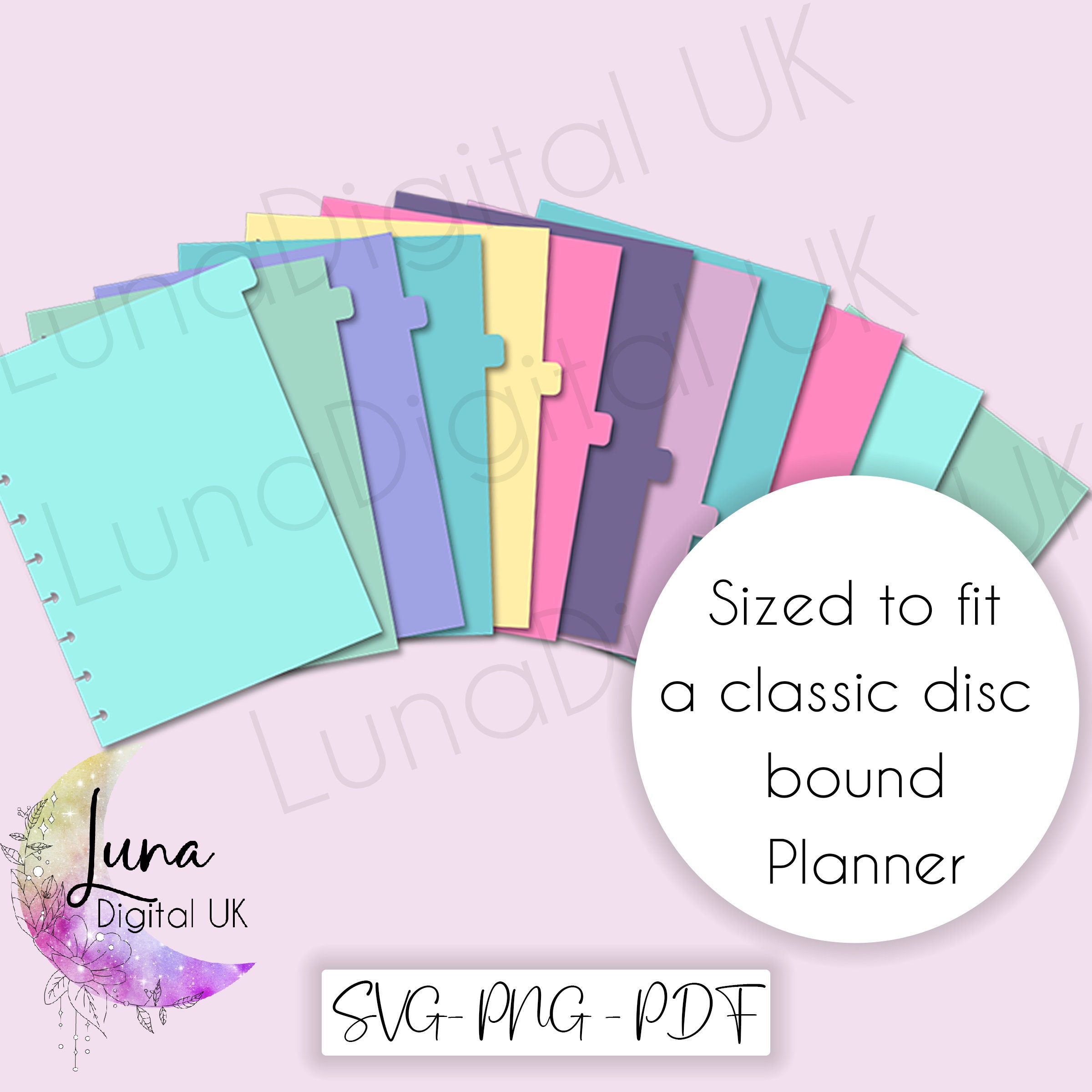 Classic Disc Bound Planner SVG Cut File for Cricut, 12 Side Tabbed ...