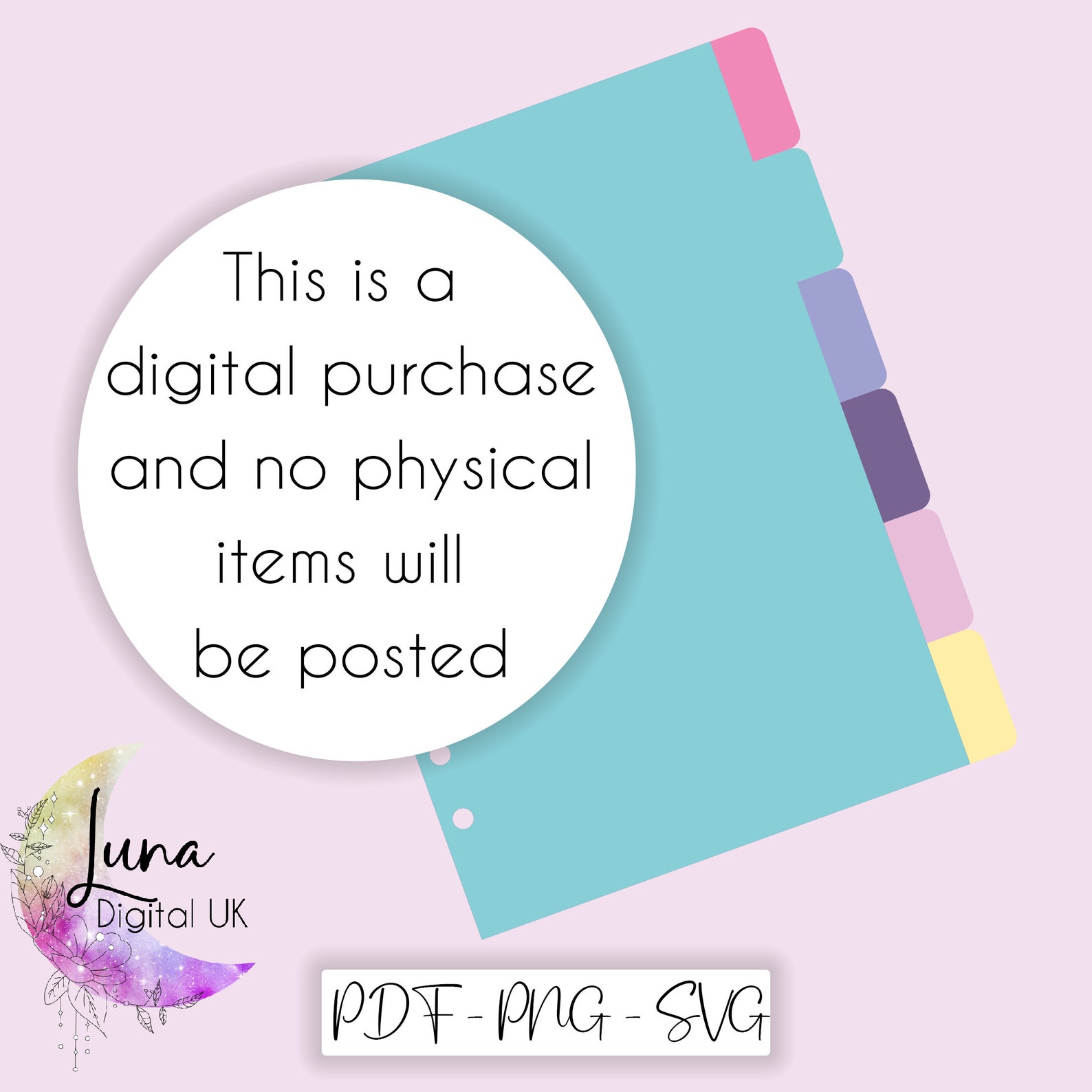 A5 Tabbed Dividers for Planners A5 Side Tabs 6 Tab Dividers | Etsy