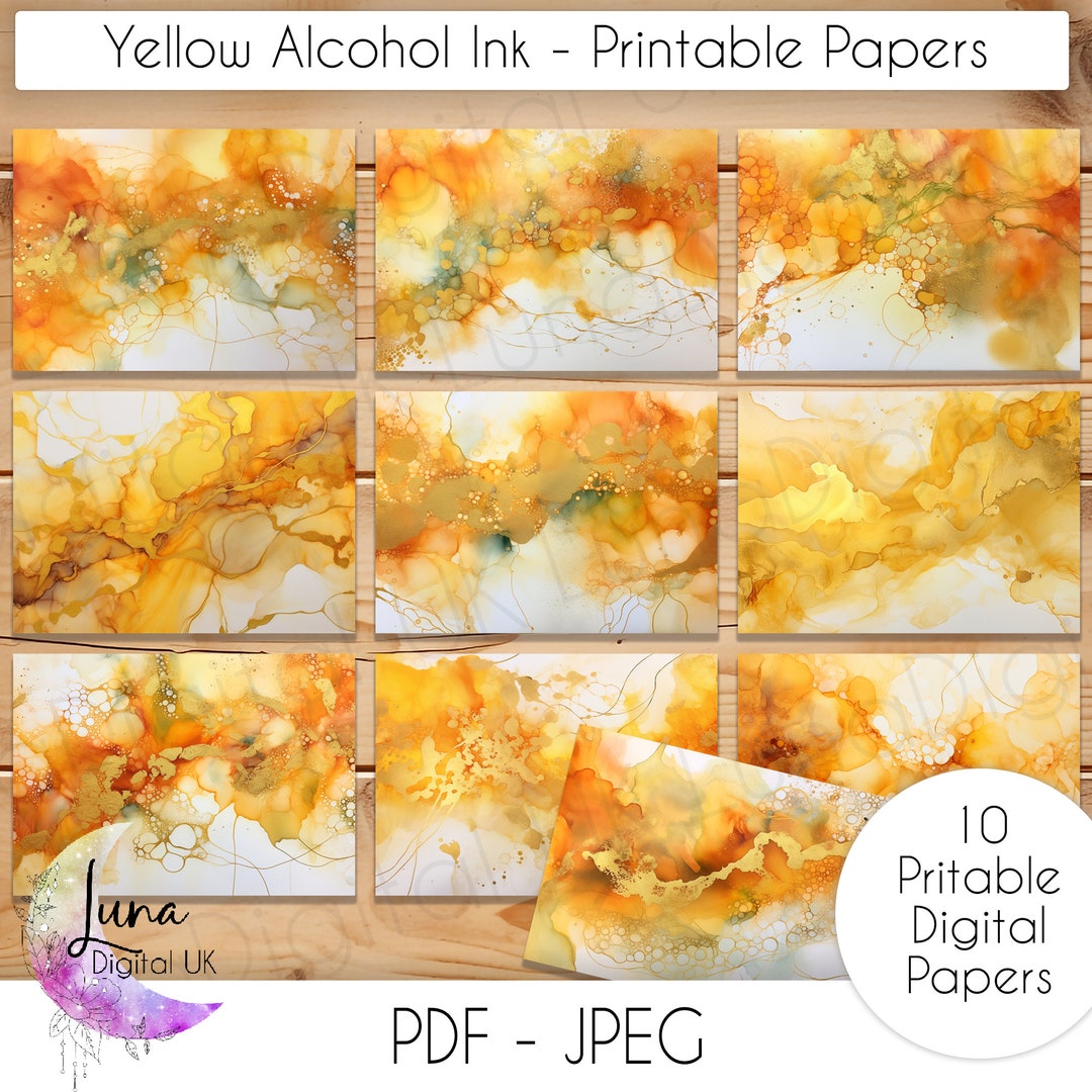 Yellow Ink Printable Papers, Junk Journal Background Inky Printable ...