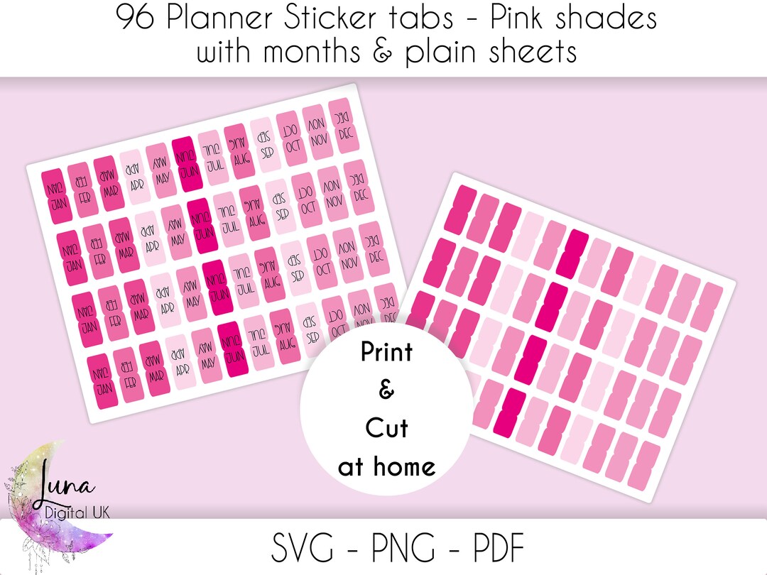 Printable Month Planner Sticker PNG SVG PDF Instant Download, Month Tab ...