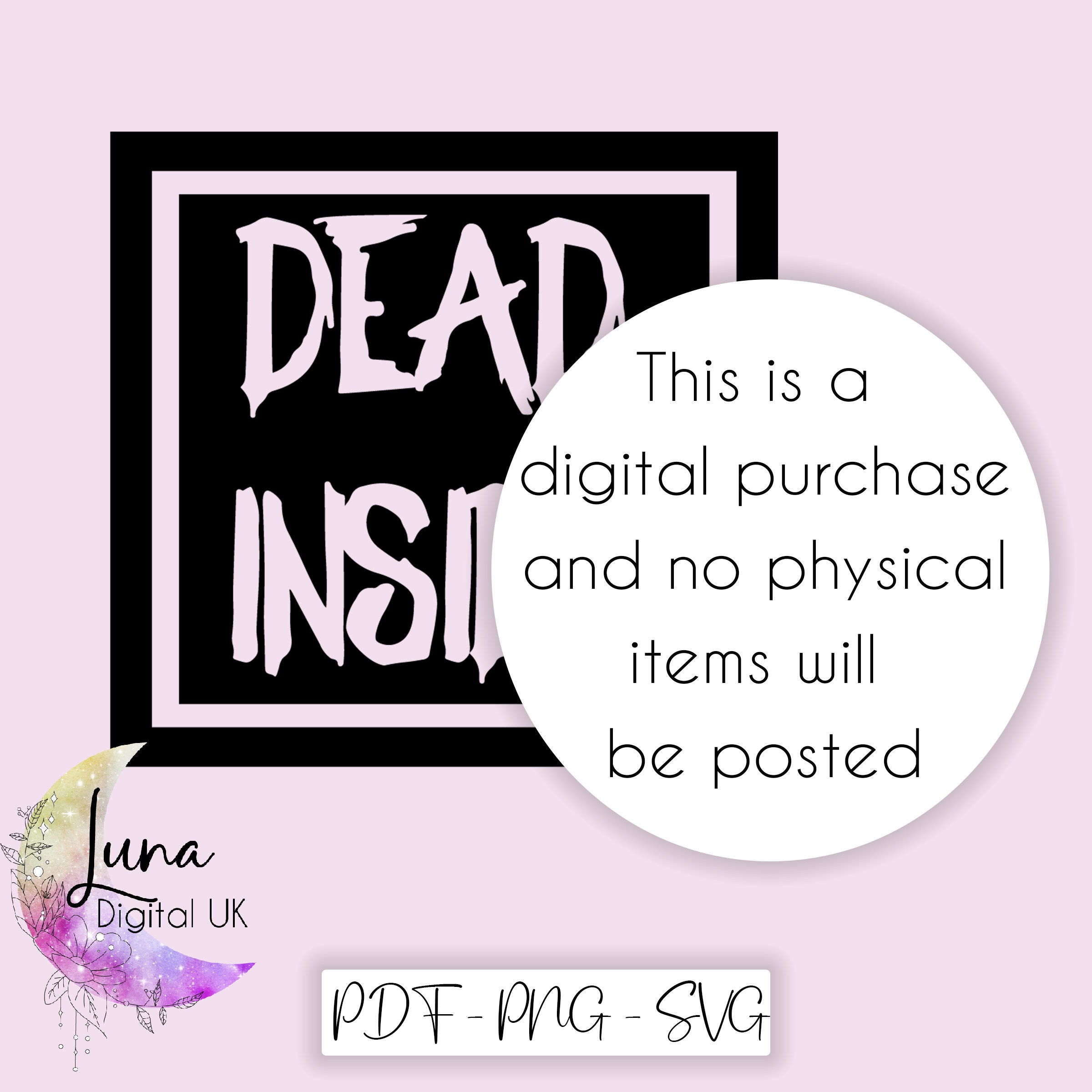 Goth SVG, Dead Inside Svg Png Pdf, Sarcastic Word Svg Cut Files, Goth ...