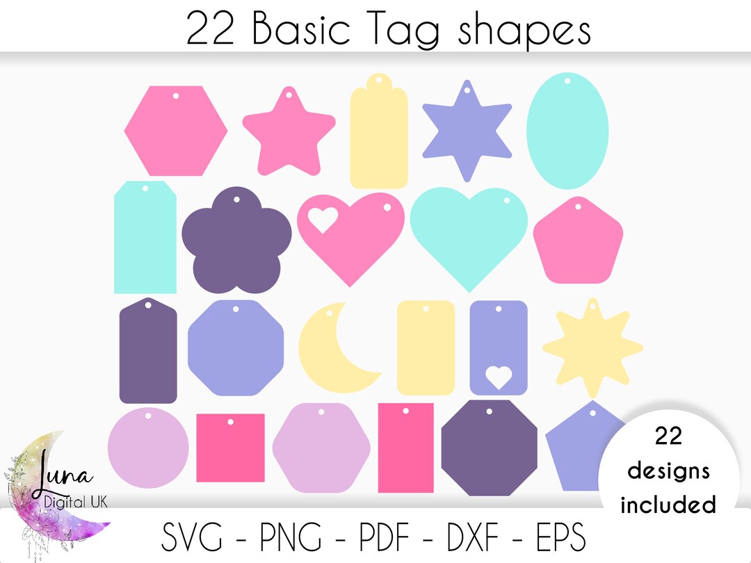 Gift Tag SVG Bundle, 22 Different Shaped Gift Label SVG Cut File for ...