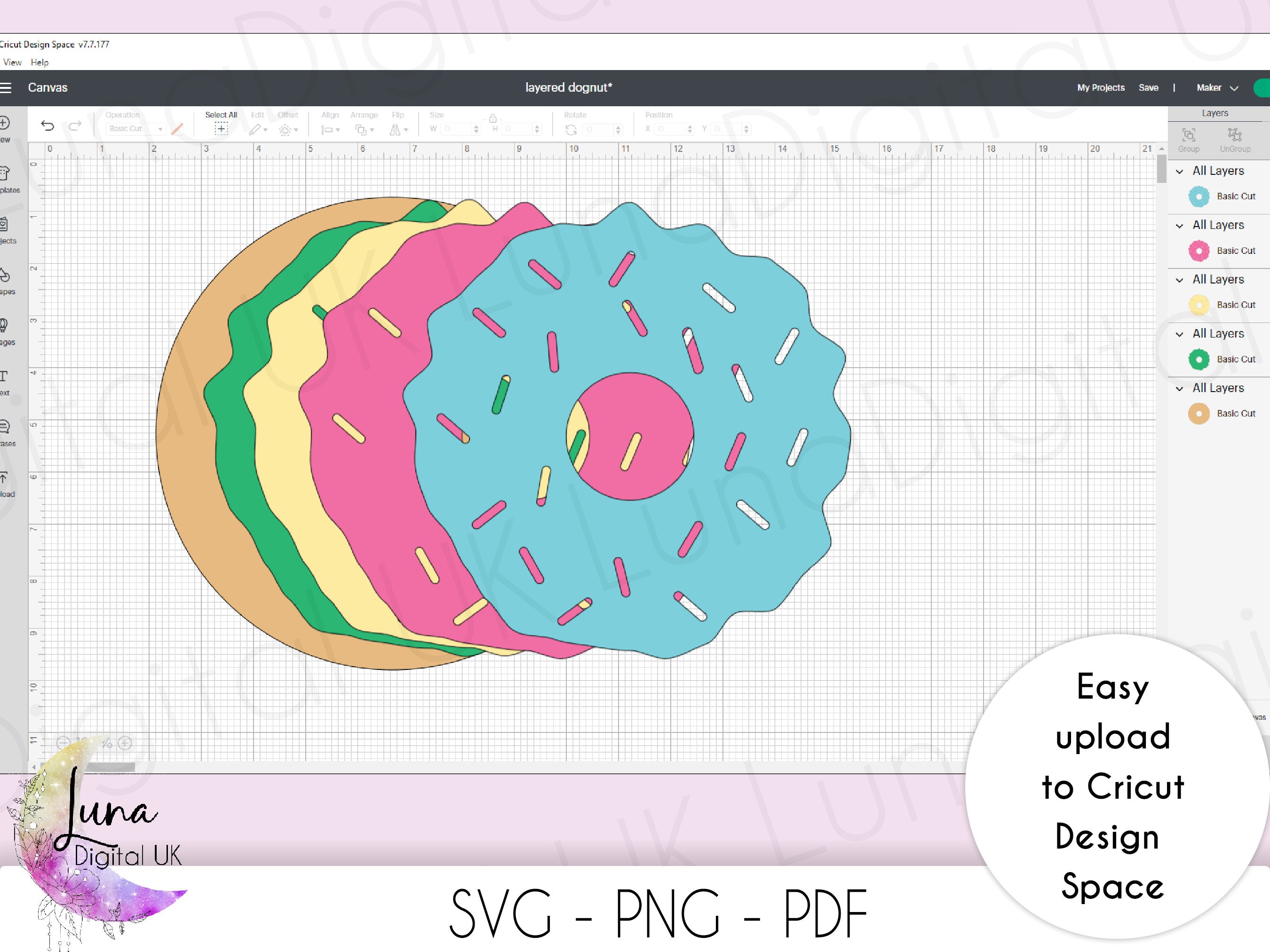 Cute Kawaii Layered Donut Svg Cut File for Cricut, Instant Download ...