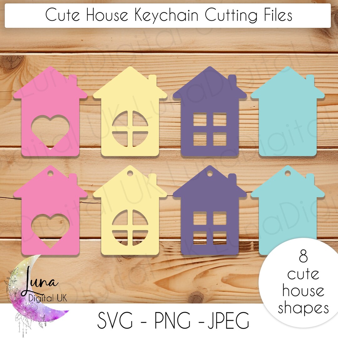 Cute House SVG Keychain Cutting Files for Cricut, Laser Cut Svg, Png ...