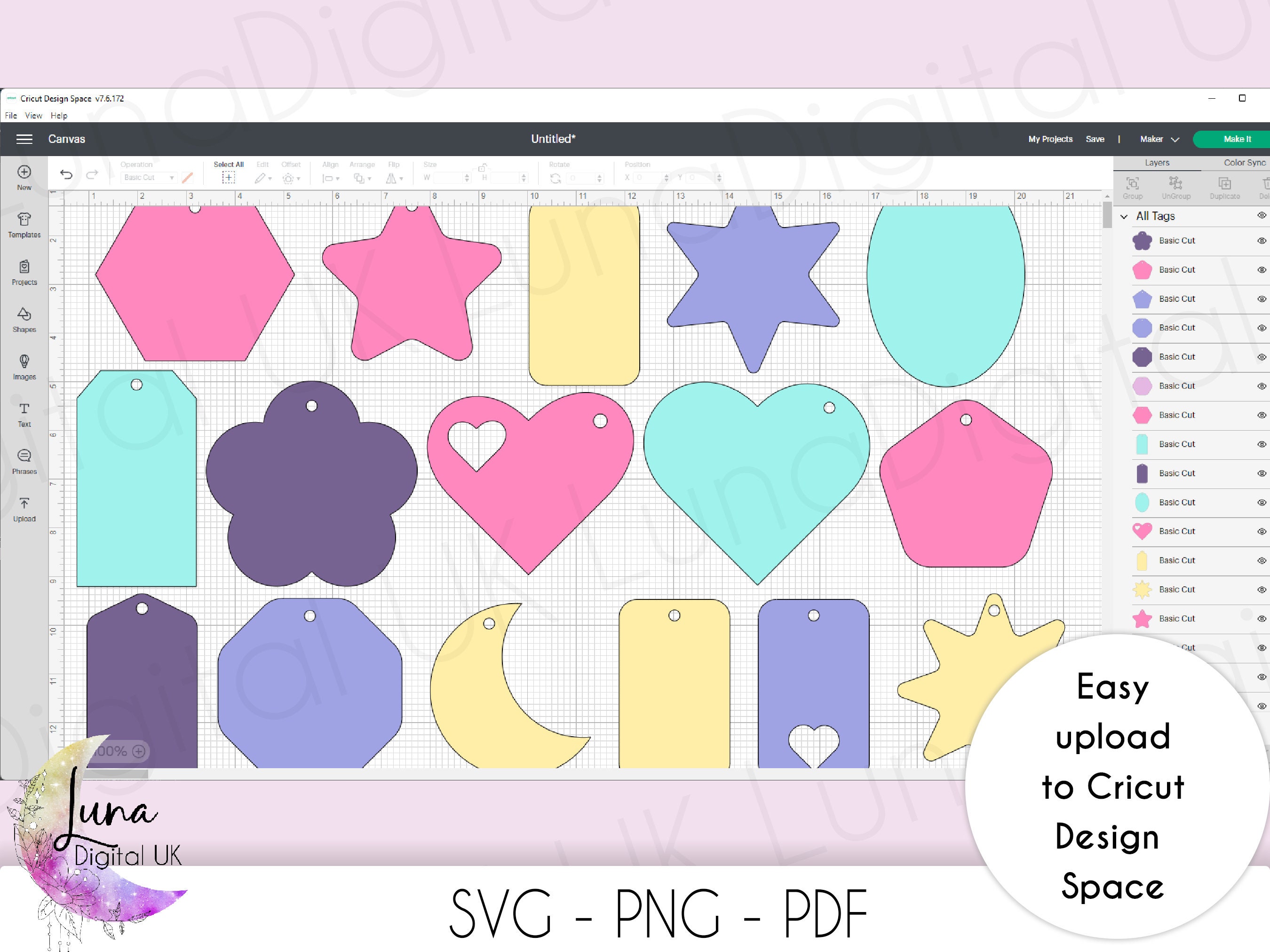 Gift Tag SVG Bundle, 22 Different Shaped Gift Label SVG Cut File for ...