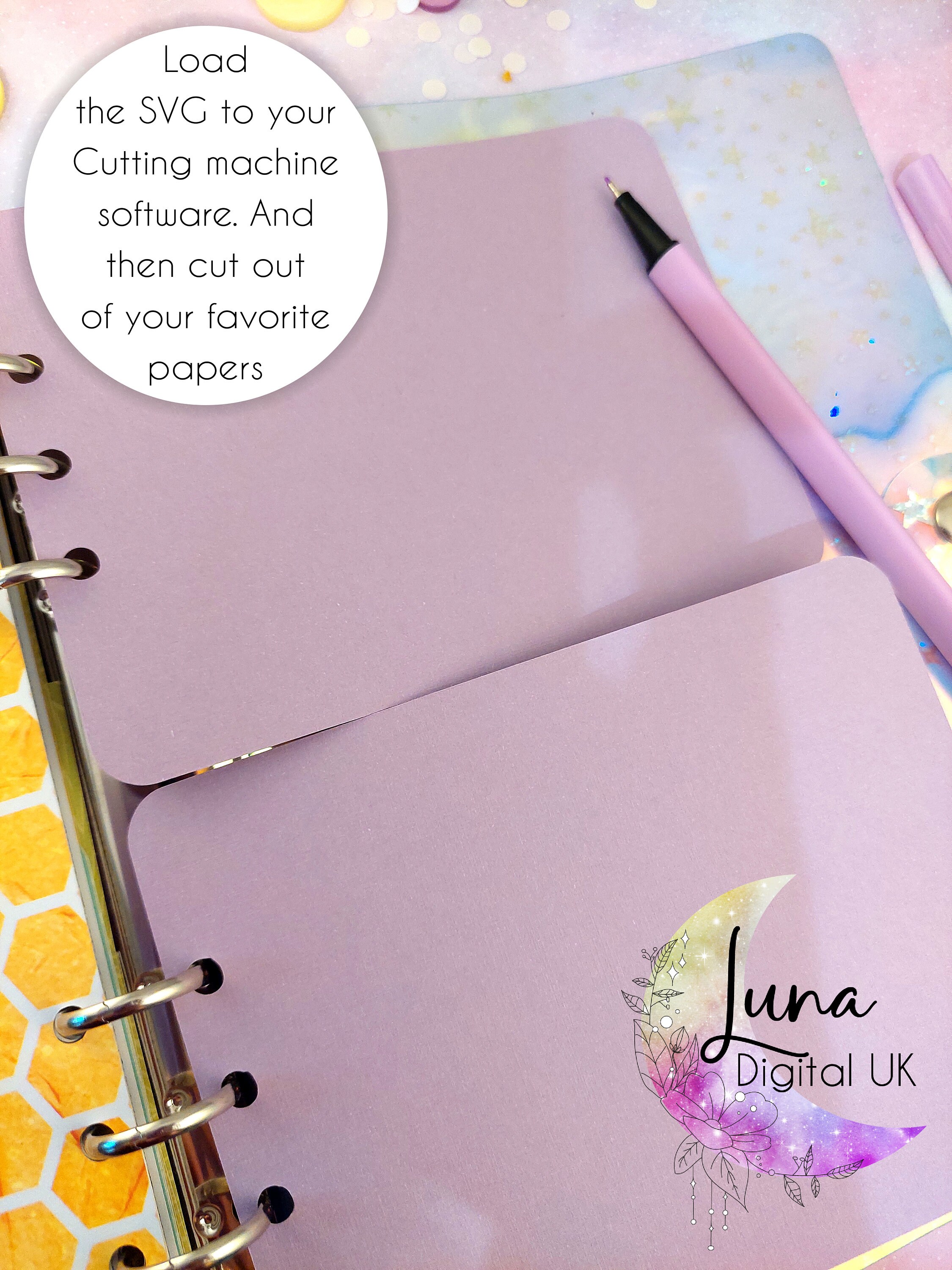 A5 Half Page Planner Pages SVG Cutting Files, With or Without Lines ...