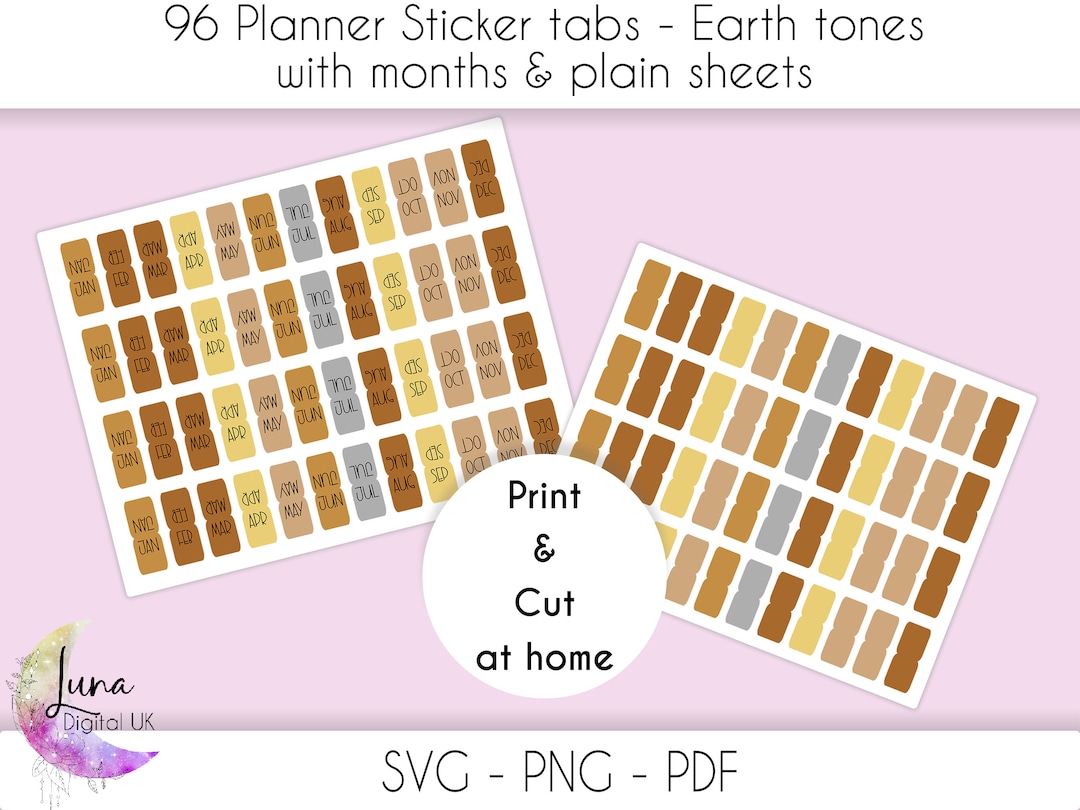 Printable Month Planner Sticker PNG SVG PDF Instant Download, Month Tab ...